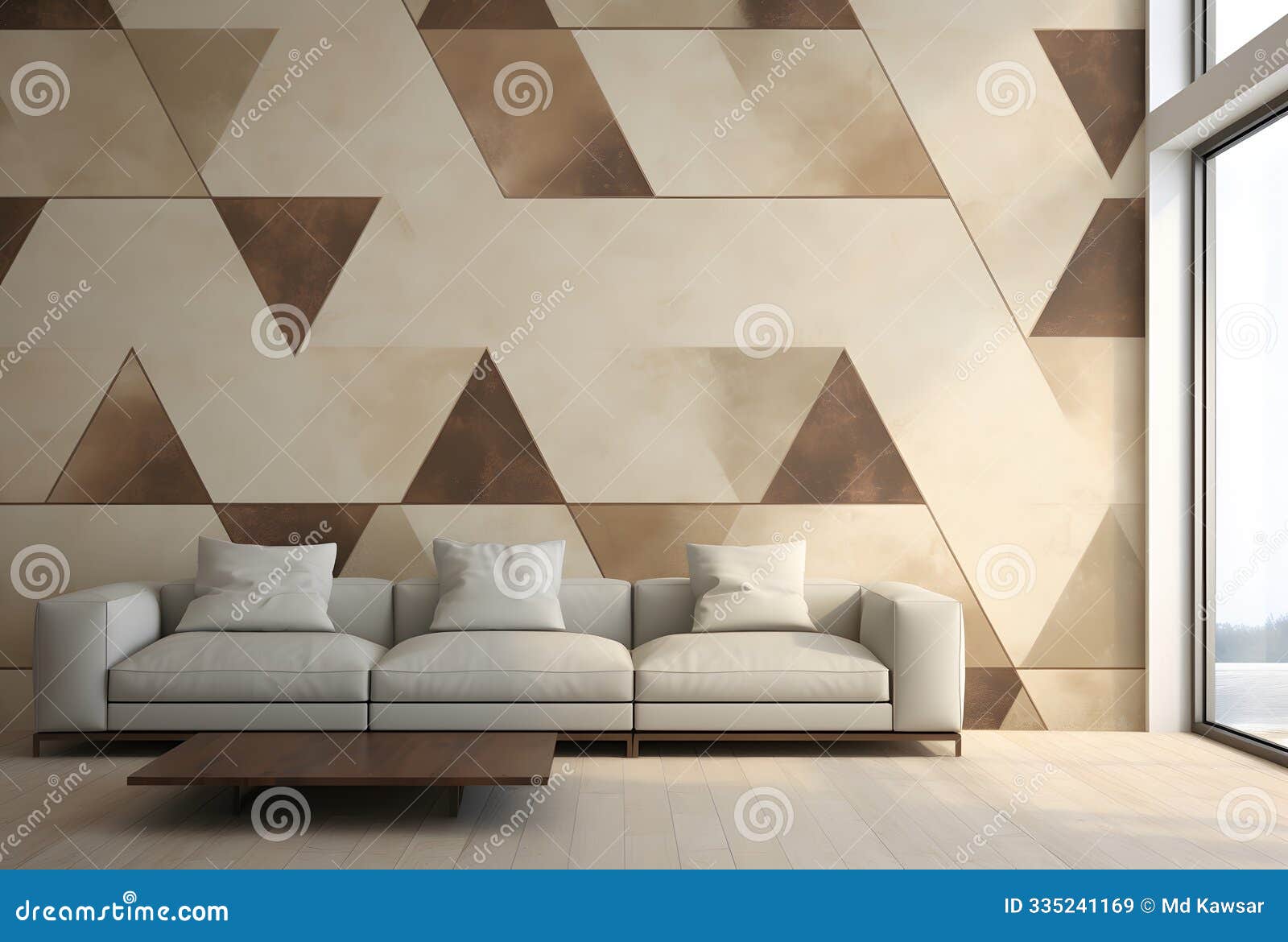Beige and Brown Triangular Wall Design Stock Illustration ...