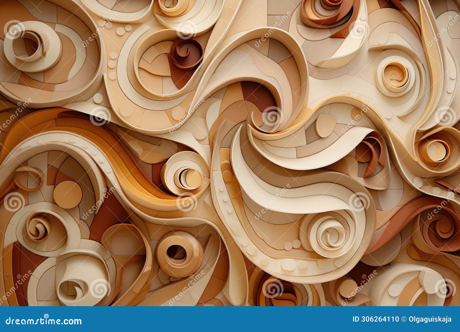 Beige and Caramel Swirls in a Mesmerizing 3D Pattern, Perfect for ...
