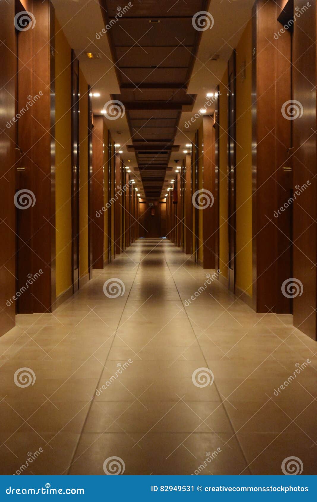 Beige Ceramic Tiled Corridor Inside Building Picture. Image: 82949531