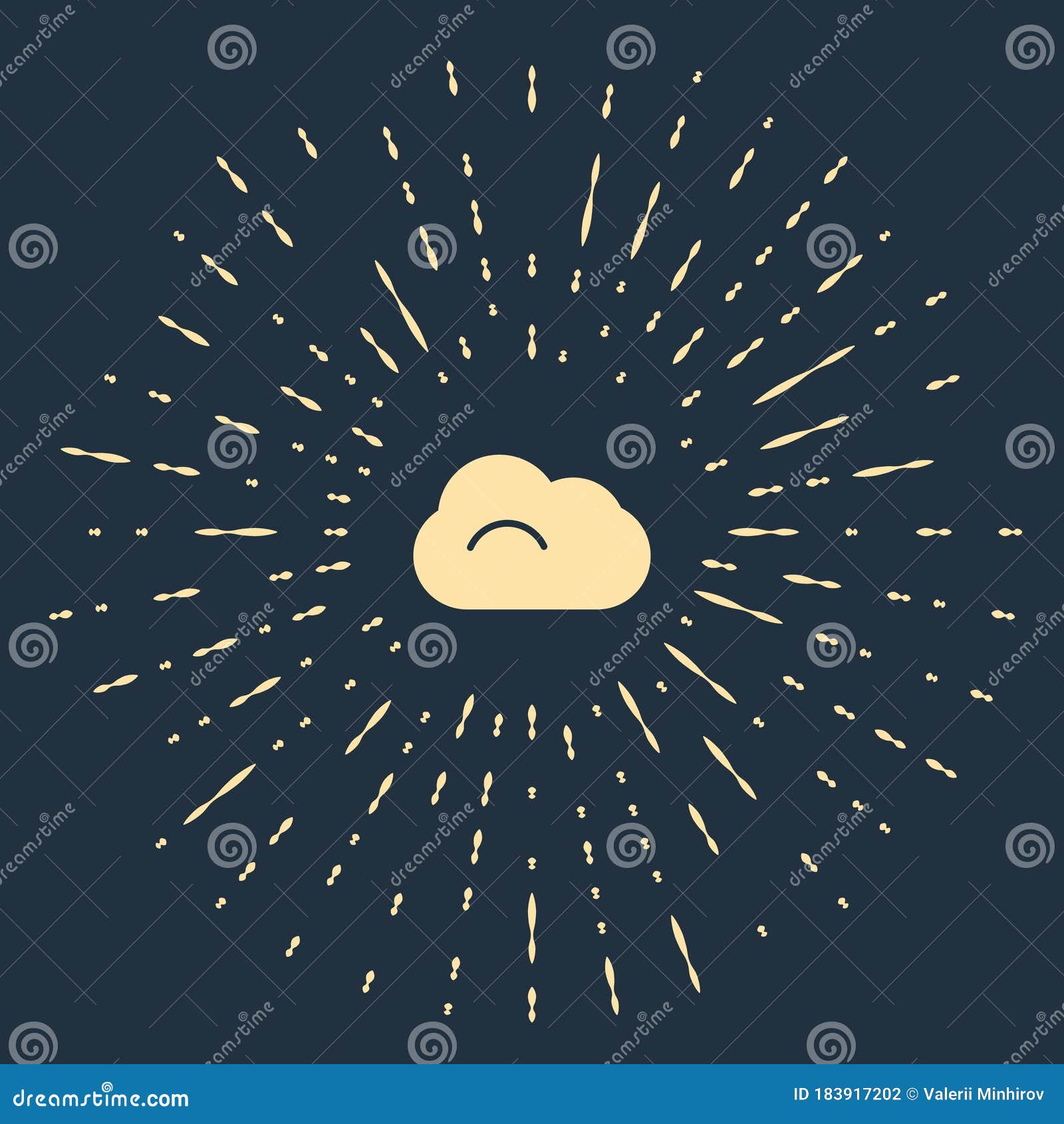 Beige Cloud Icon Isolated on Blue Background. Abstract Circle Random ...