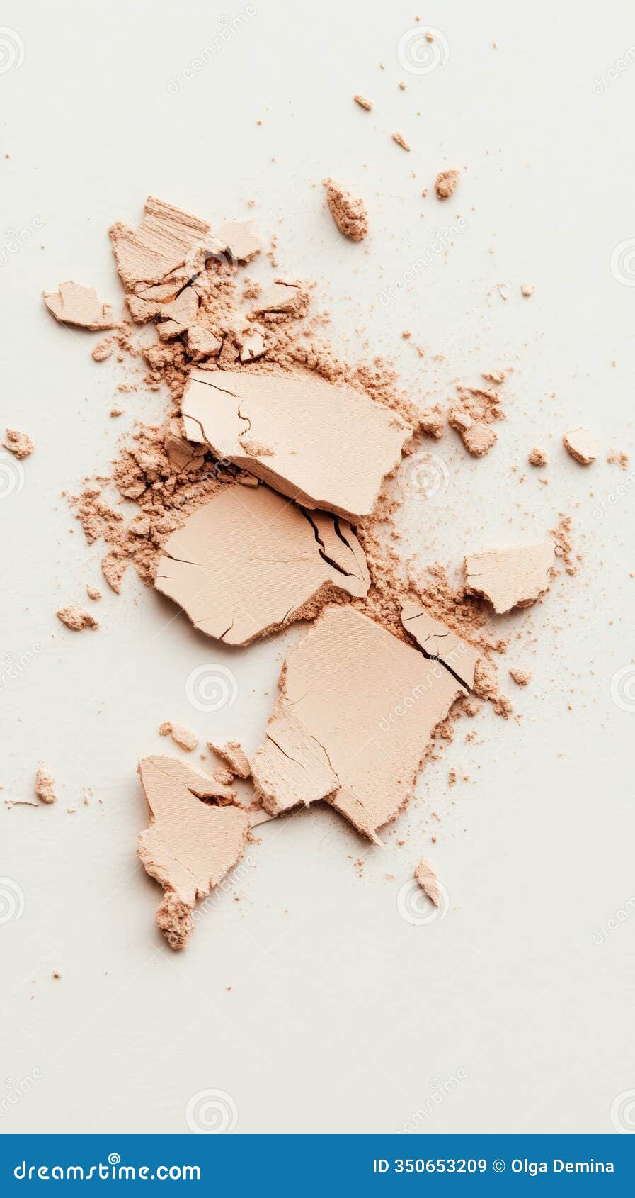 Beige Compact Foundation Powder Crumbling on White Background Stock ...
