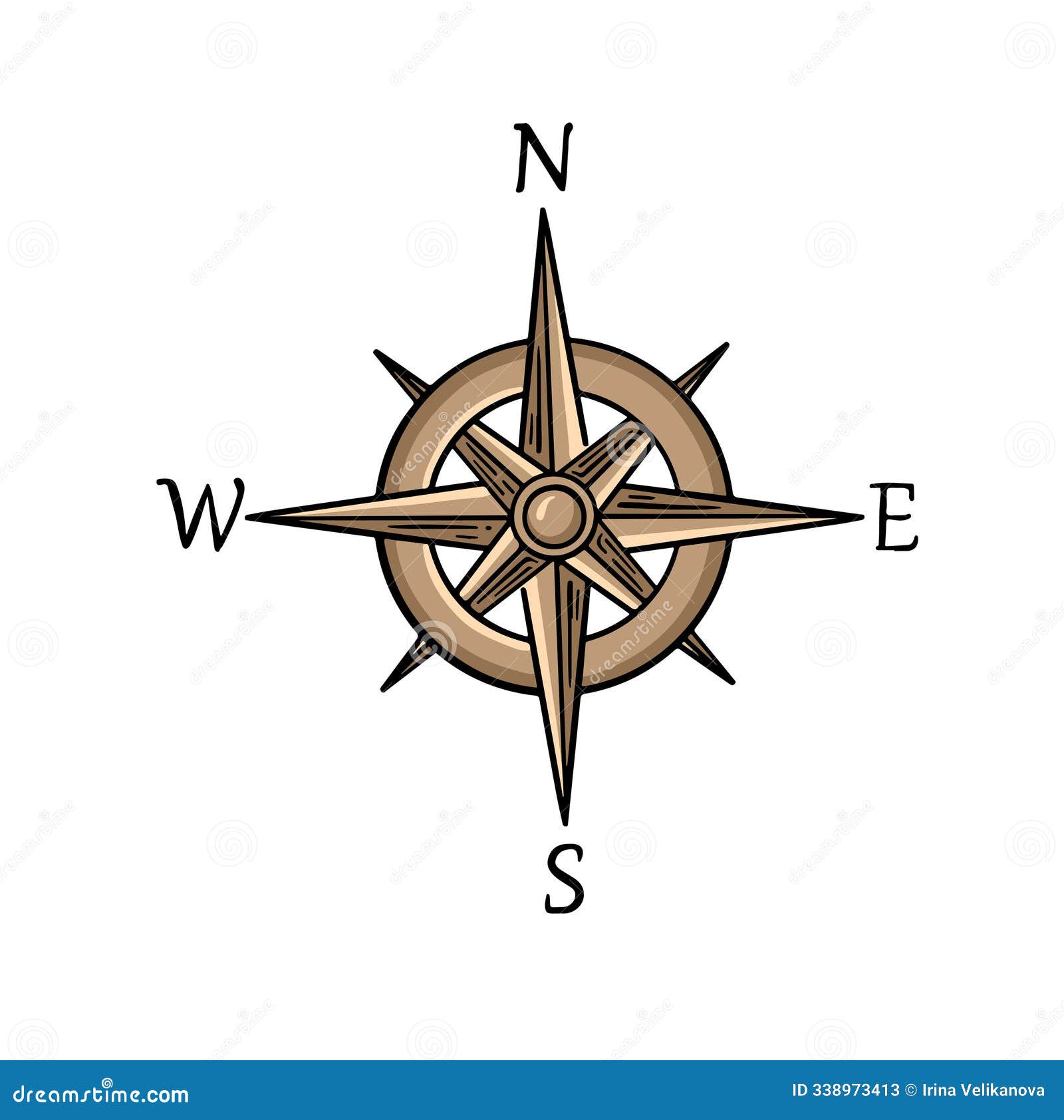 Beige Compass Arrow Symbol in Retro Style Stock Vector - Illustration ...