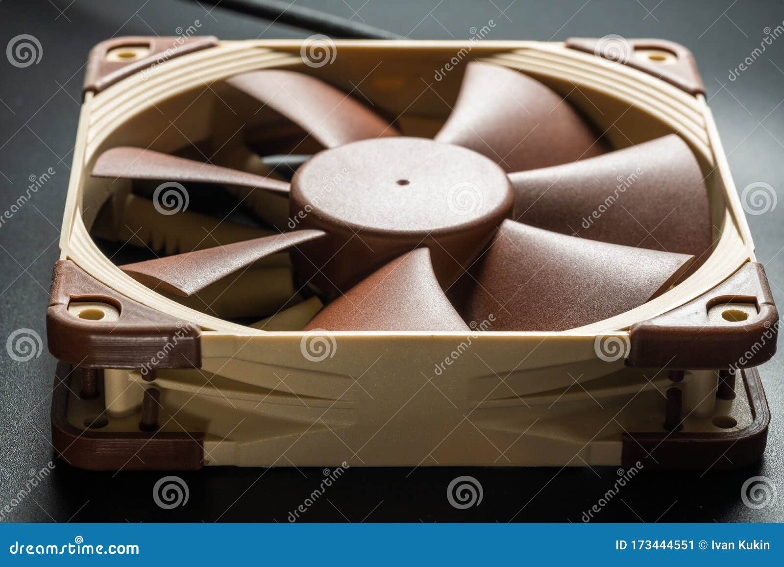 Beige Computer Cooler with Brown Fan Side View Stock Image - Image of ...