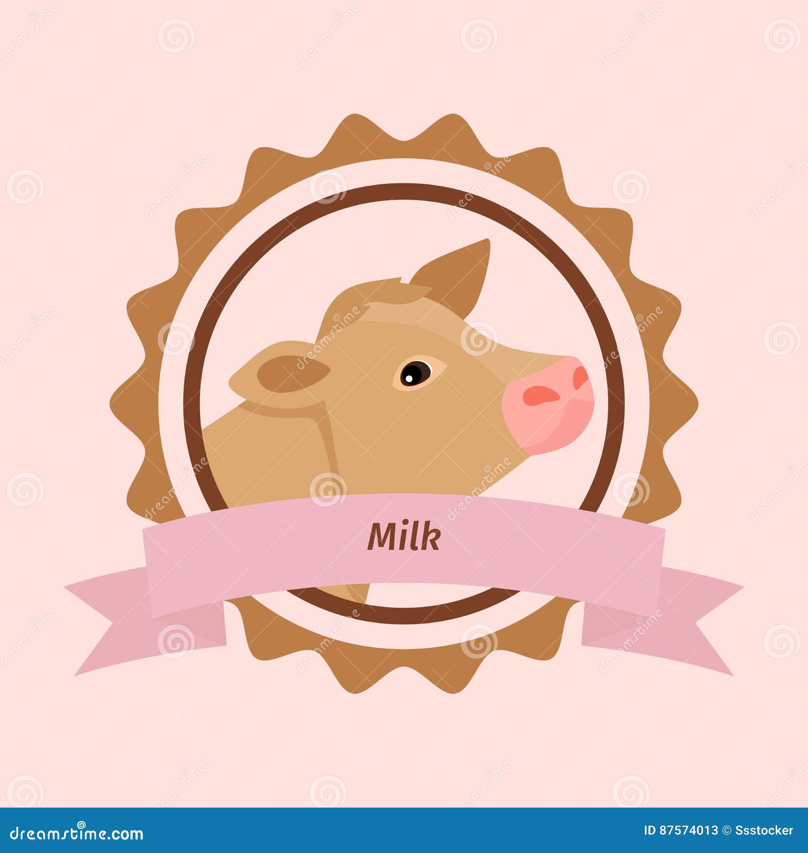 Beige cow head milk label stock vector. Illustration of element - 87574013