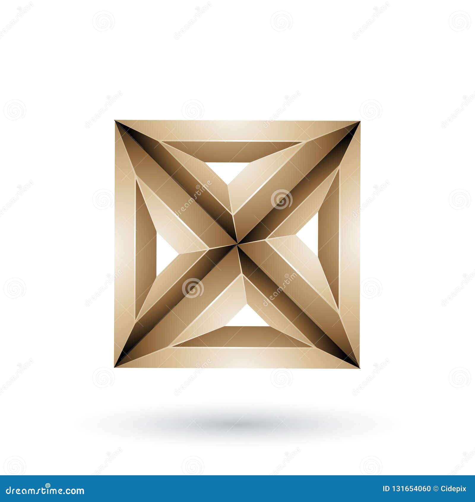 Beige 3d Geometrical Embossed Square and Triangle Shape Vector ...