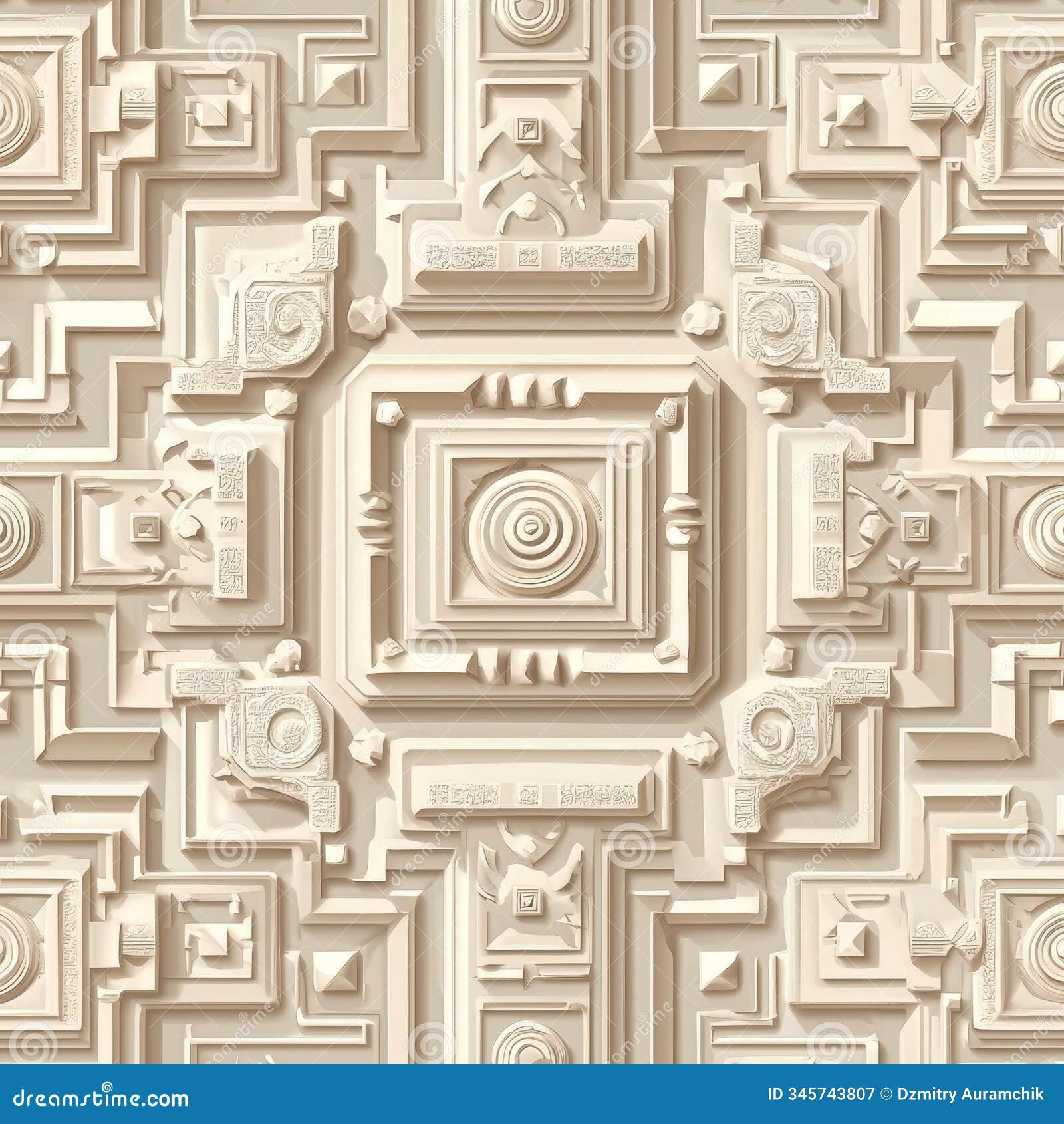 Beige 3d Greek Modern Seamless Pattern. Emboss Arabesque Style ...