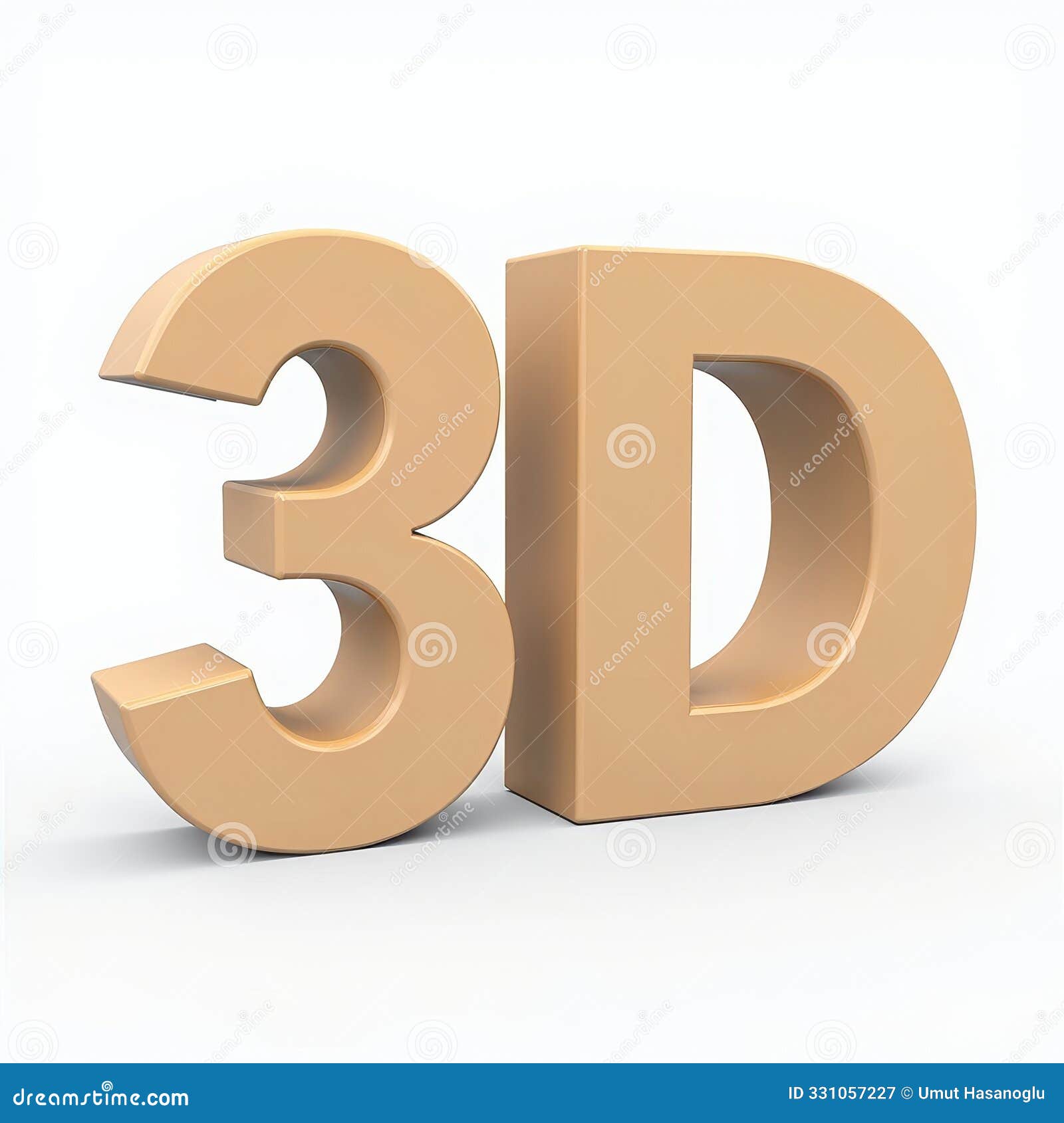Beige 3D Letters on a White Background. Stock Illustration ...