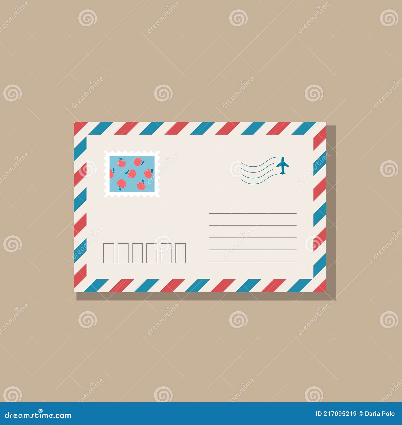 Beige Envelope with Colour Stripes and Stamp Stock Vector ...