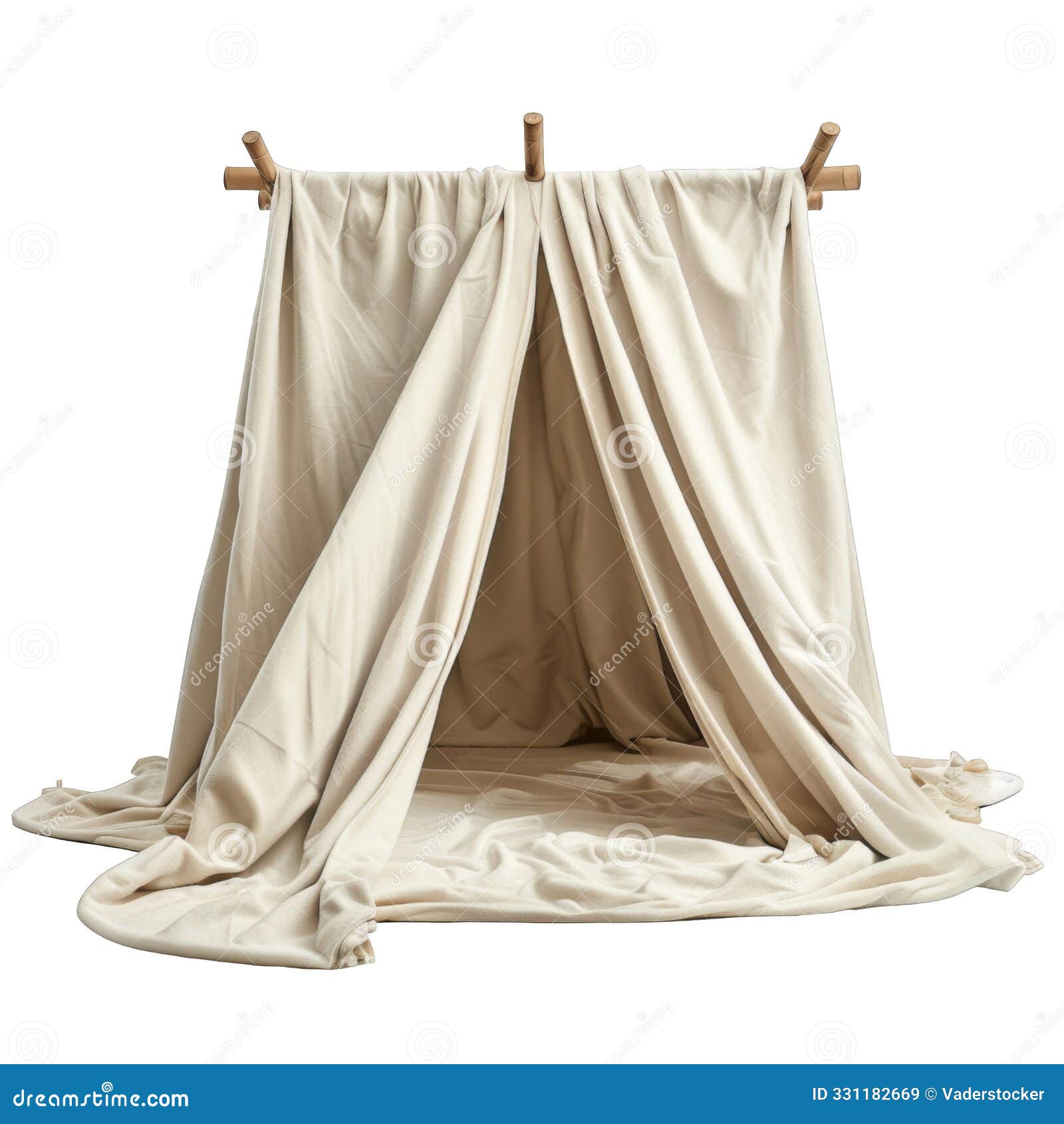 A Beige Fabric Tent Structure With Wooden Supports Royalty-Free Stock ...