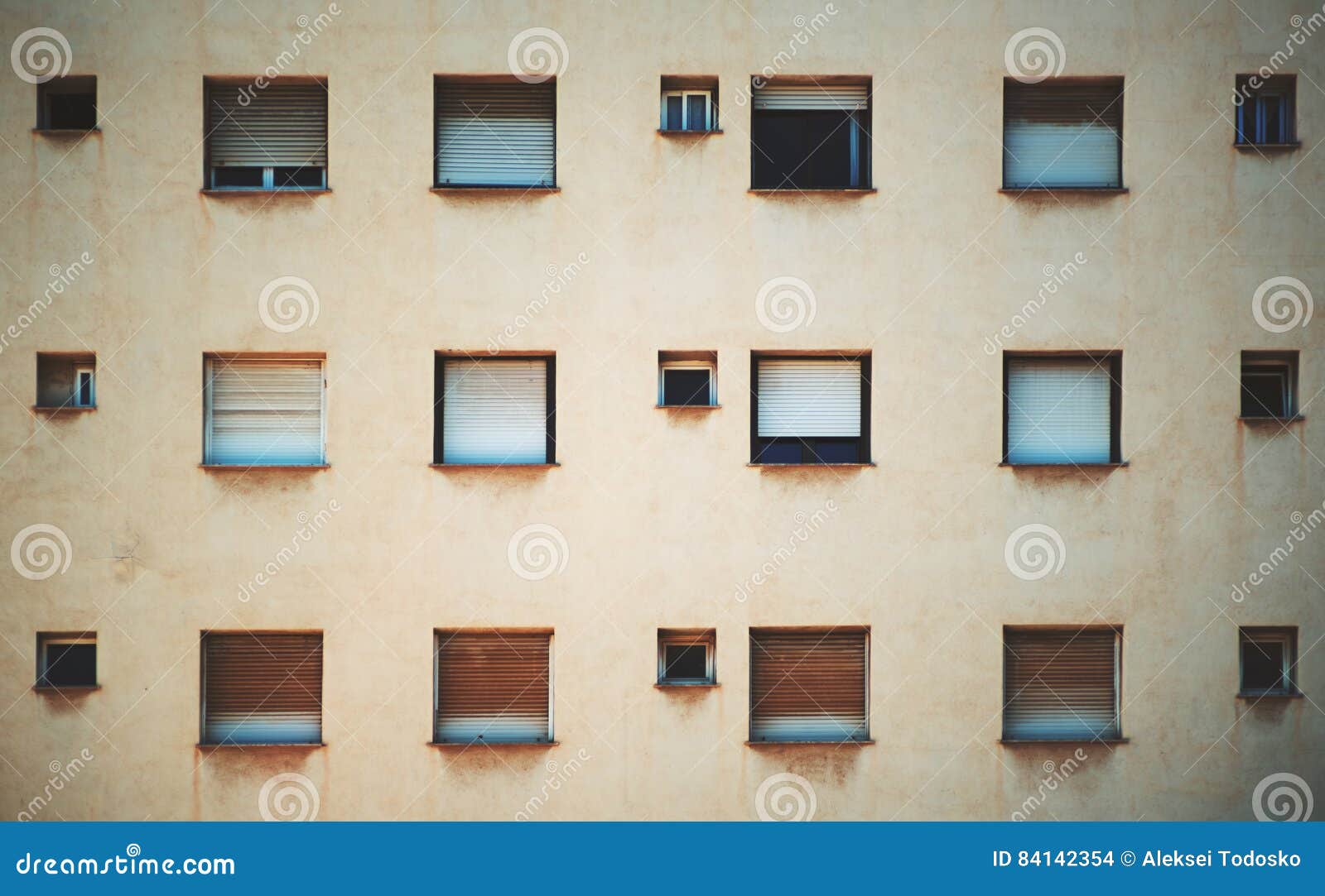 Beige Facade of Building in Barcelona Stock Photo - Image of glass ...