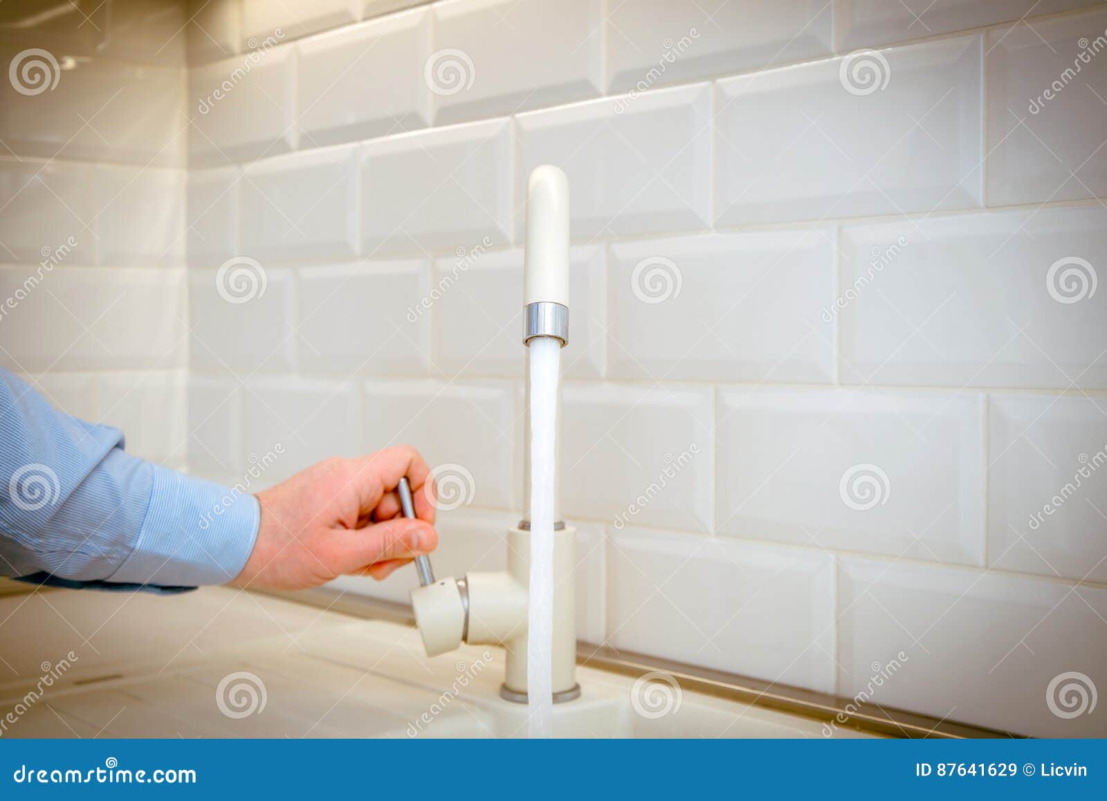 Beige Faucet in the Kitchen Stock Image - Image of thirst, consume ...