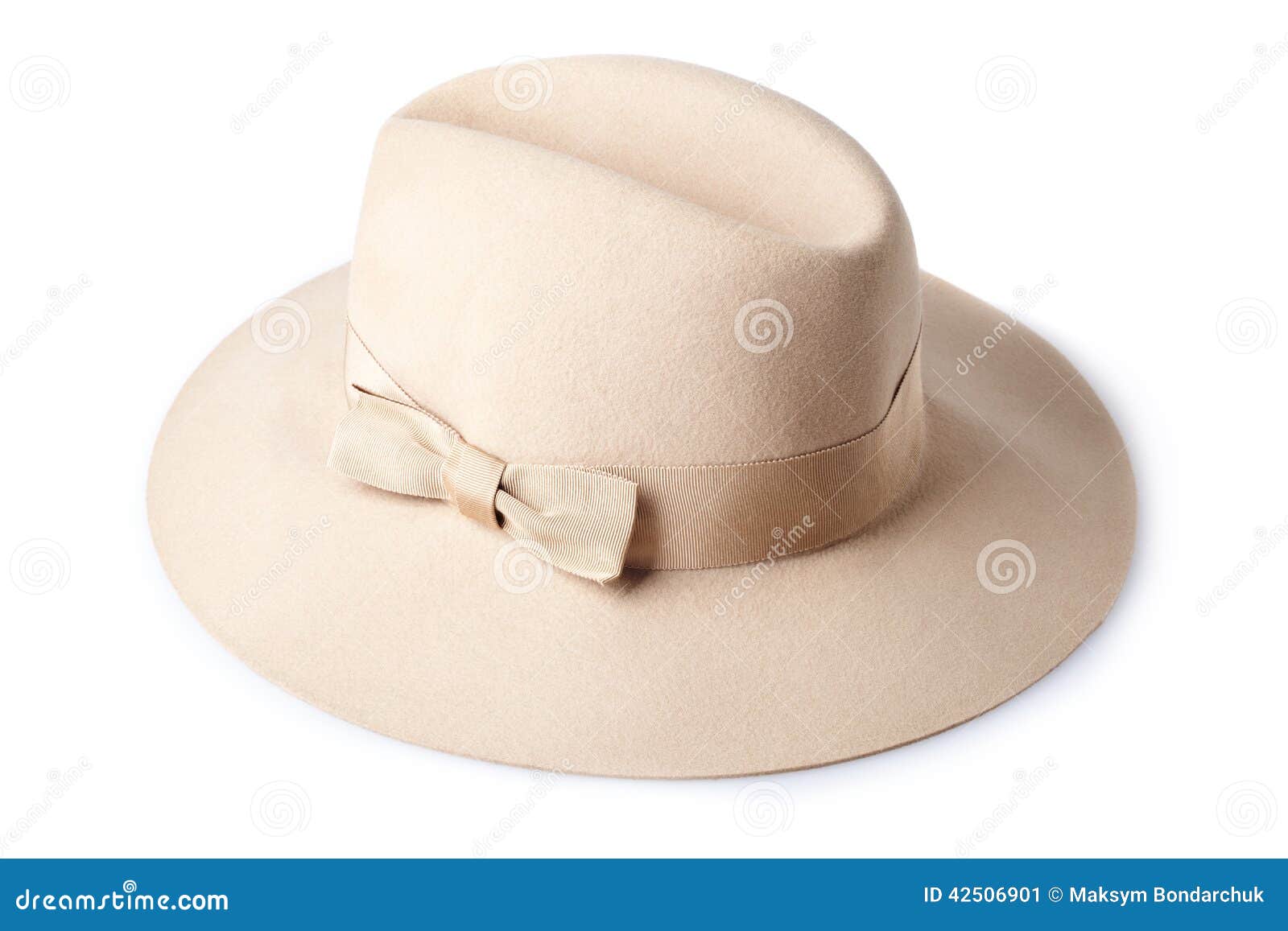 Beige Female Felt Hat Isolated on White Stock Image - Image of vintage ...