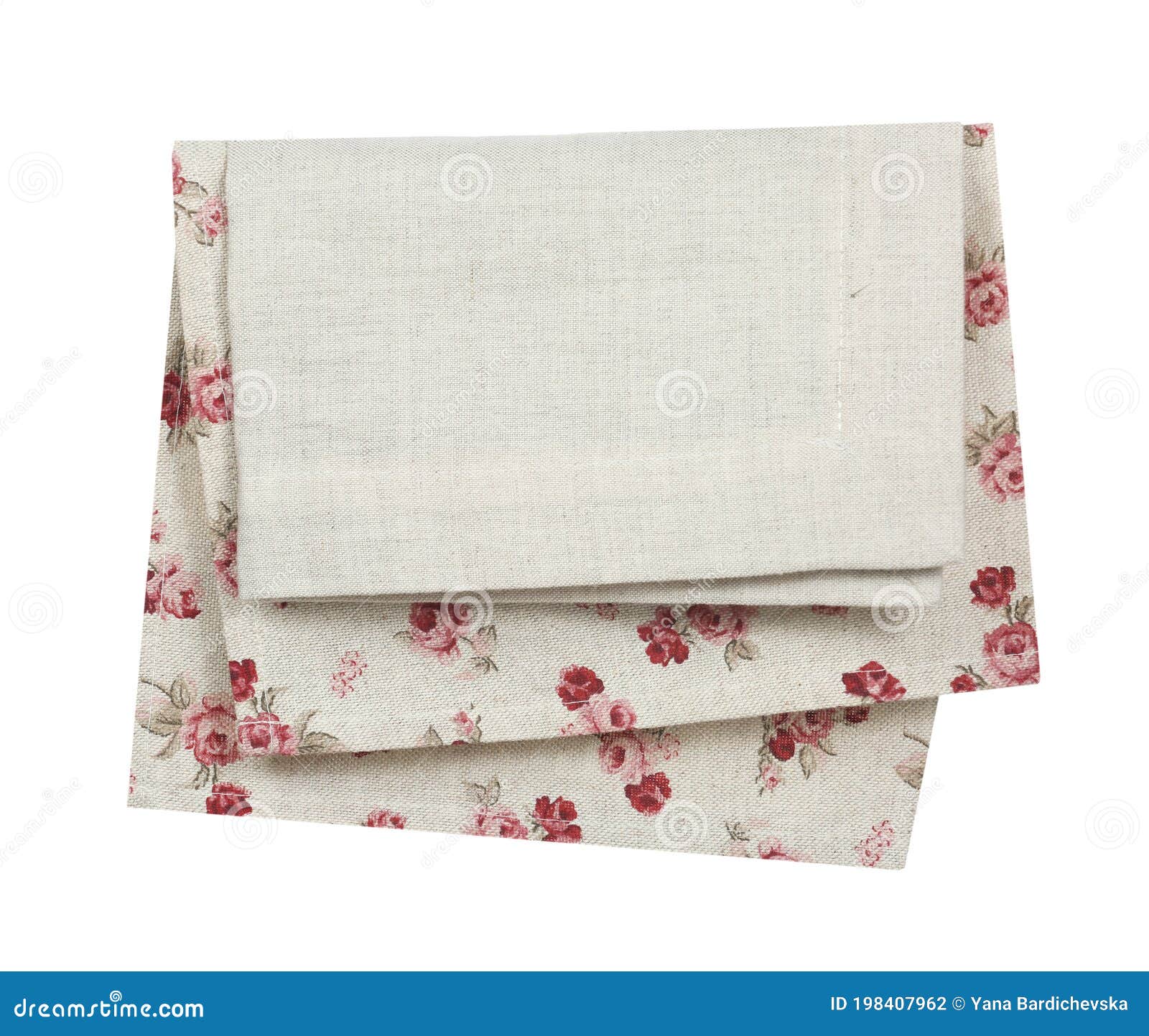 Beige Folded Kitchen Cloth Isolated on White.Tablecloth Front View ...