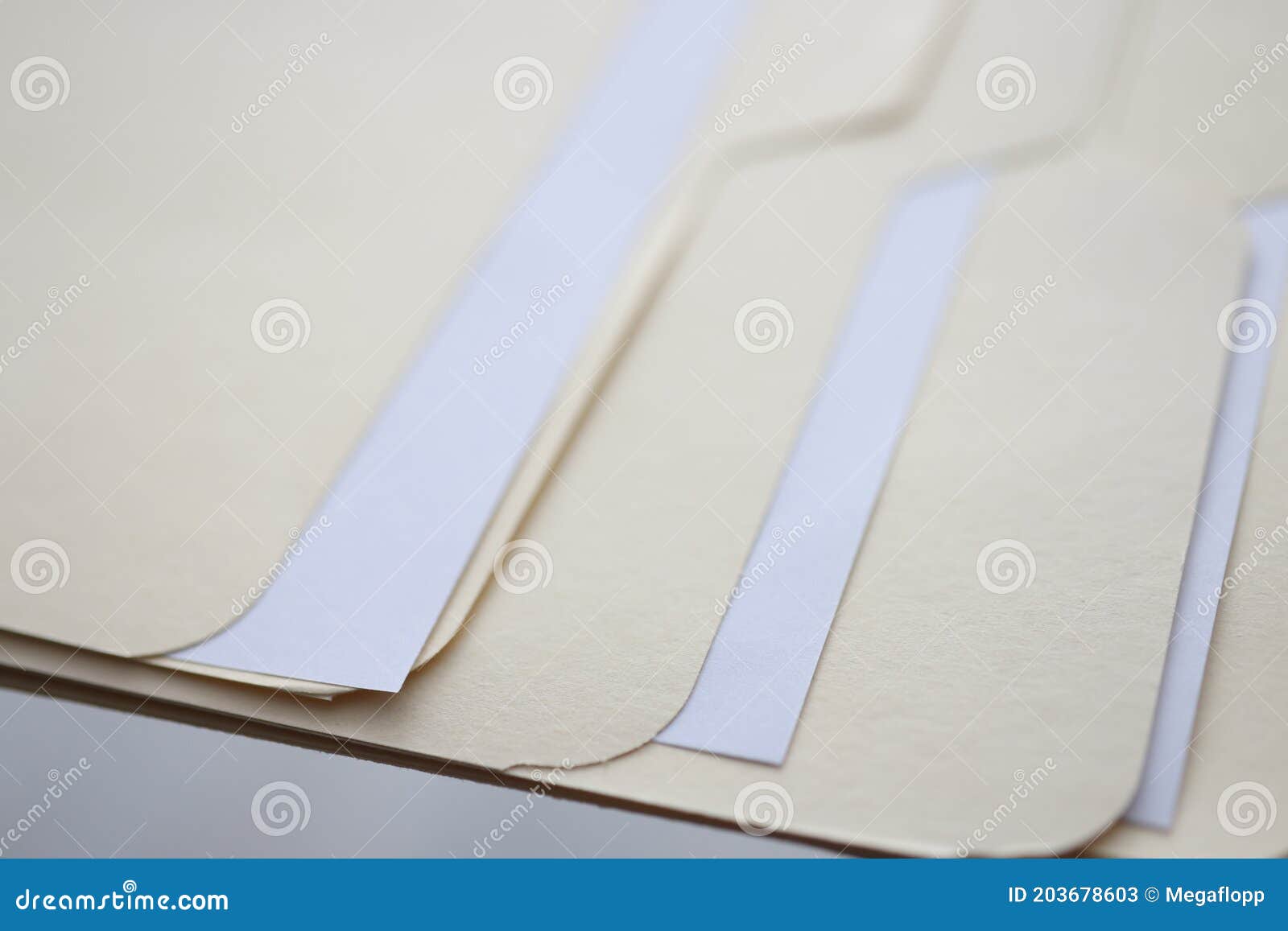 Beige Folders with Documents are on Table Stock Image - Image of ...