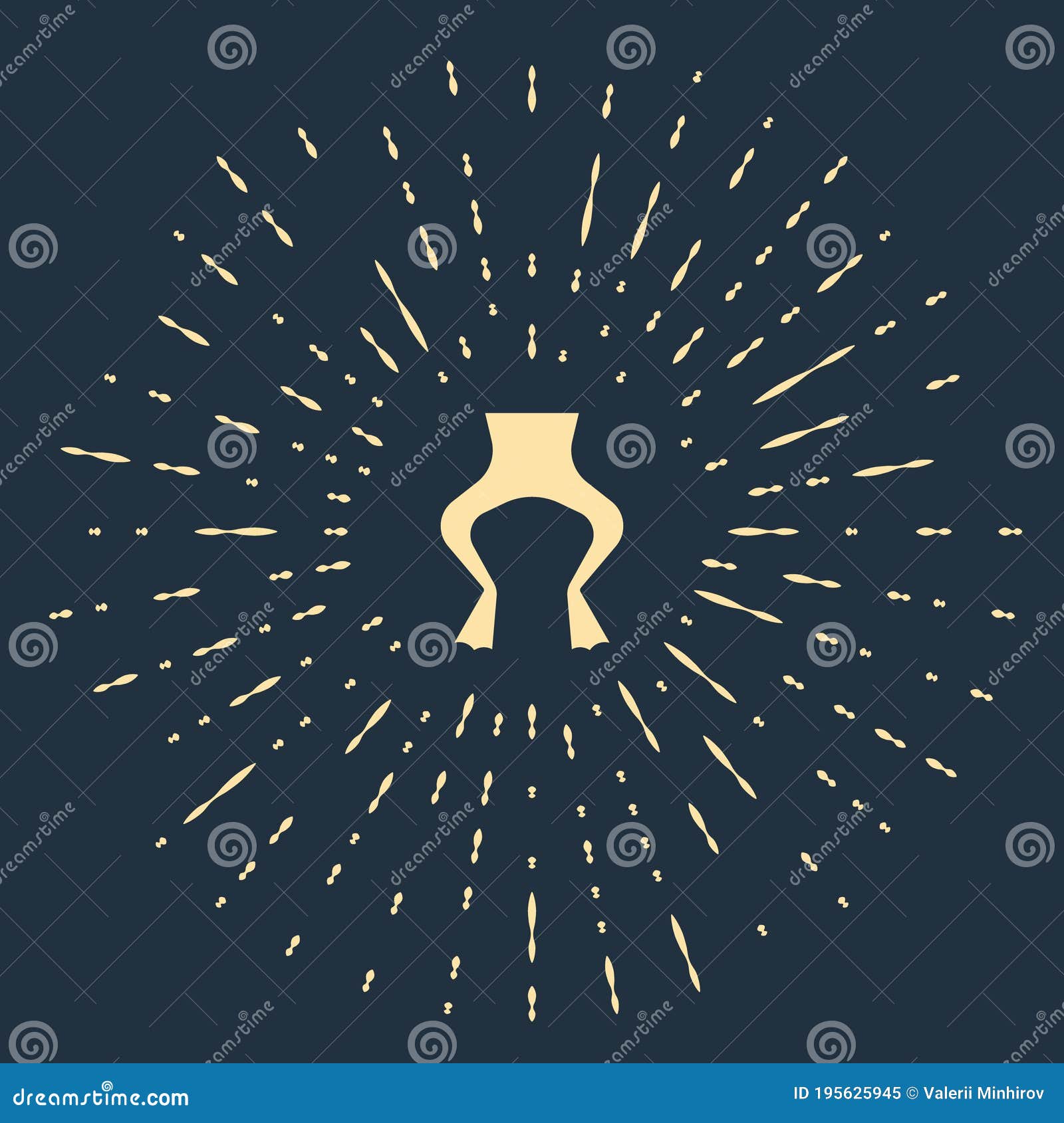 Beige Frog Legs Icon Isolated on Blue Background. Abstract Circle ...