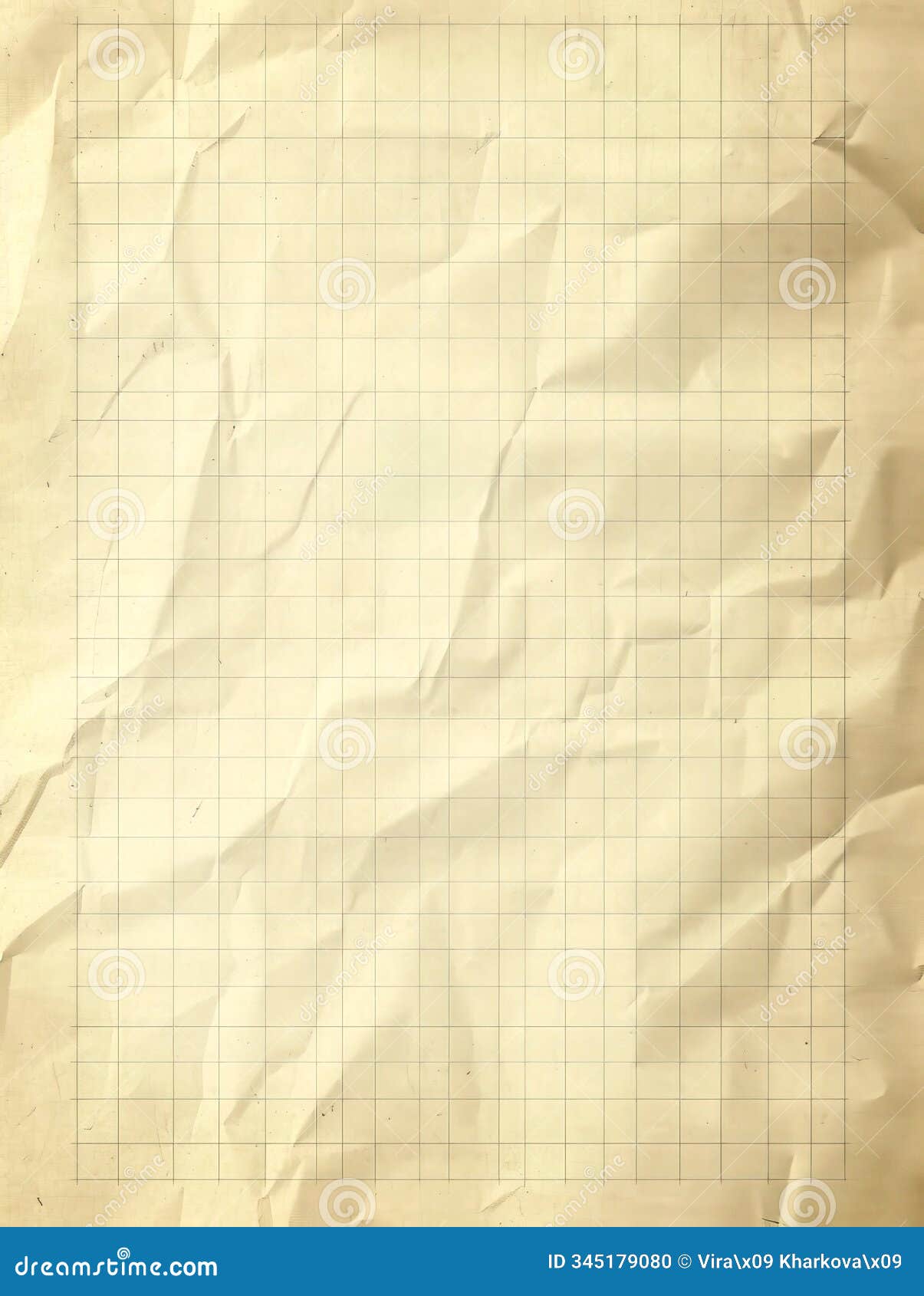 Beige Graph Paper Texture With Brown Gridlines, Creases, Worn. Close-up ...