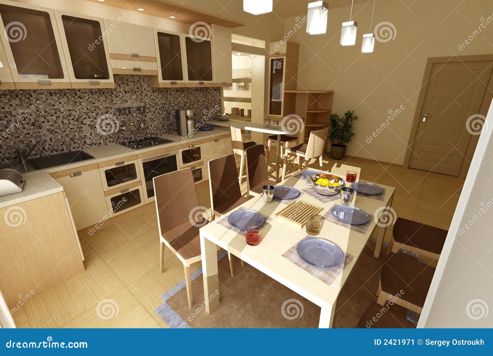 Beige kitchen_table view stock illustration. Illustration of marble ...