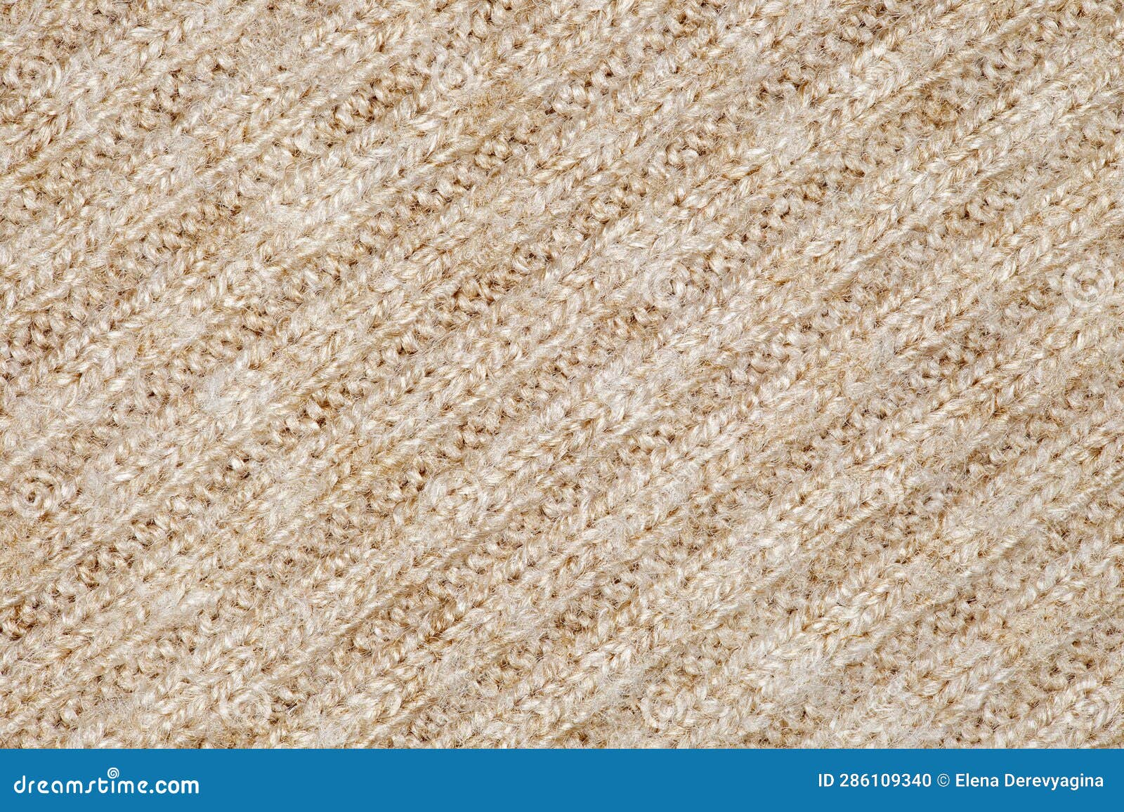 Beige Knitted Fabric Made of Yarn Threads in Close-up, Diagonal ...