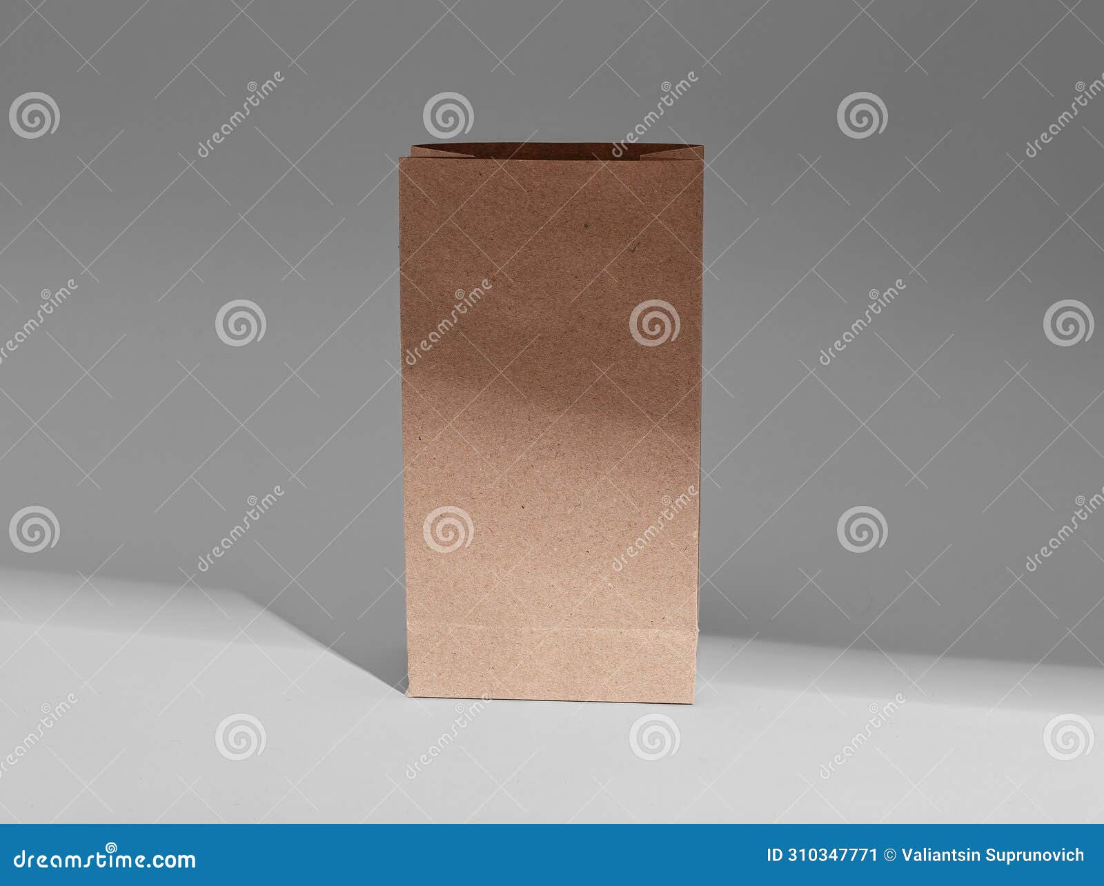 Beige Kraft Paper Bag Mockup. Craft Soft Package, Upright Packet Stock ...