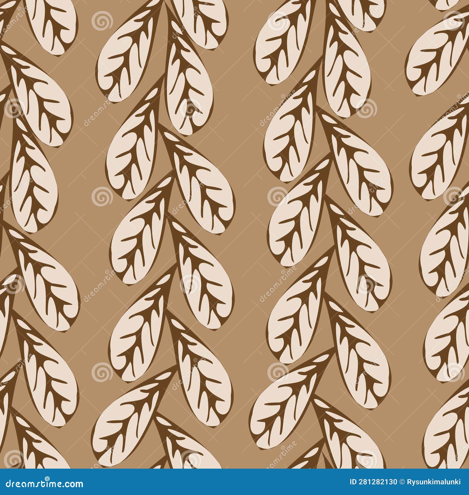 A Beige Leafy Stripes Seamless Vector Pattern Stock Illustration ...