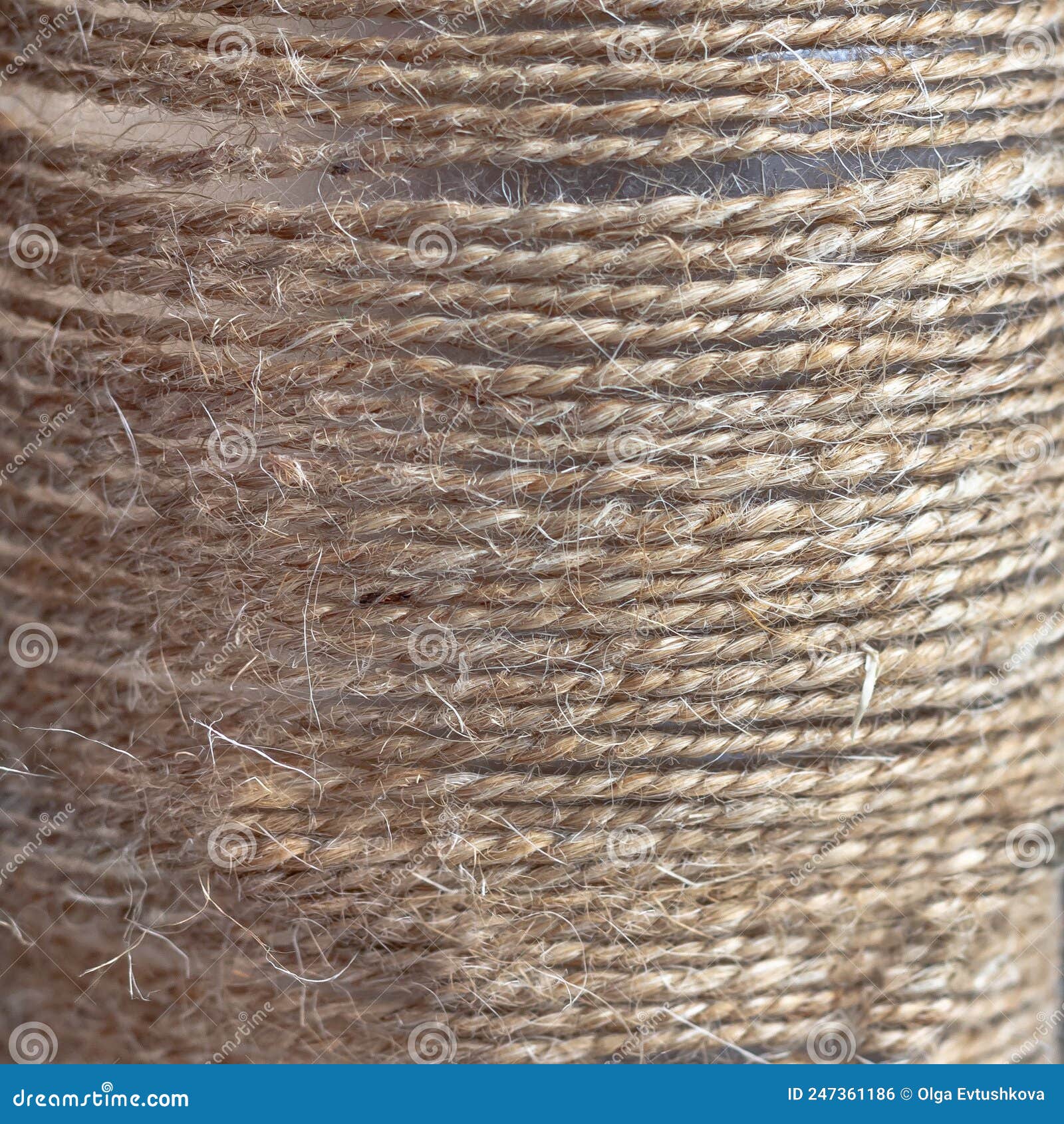 Beige Linen Threads are Wound on a Round Base Stock Photo - Image of ...