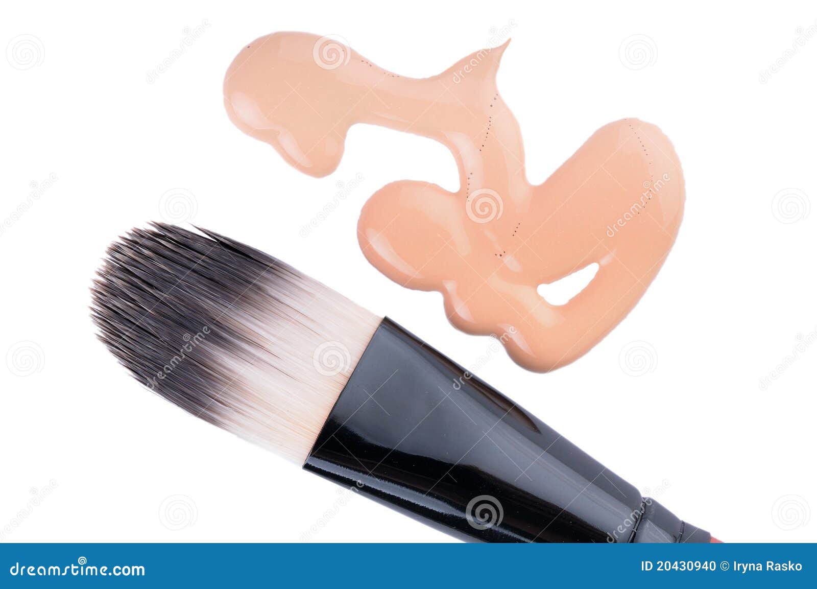Beige Liquid Foundation Makeup with Brush Stock Photo - Image of ...