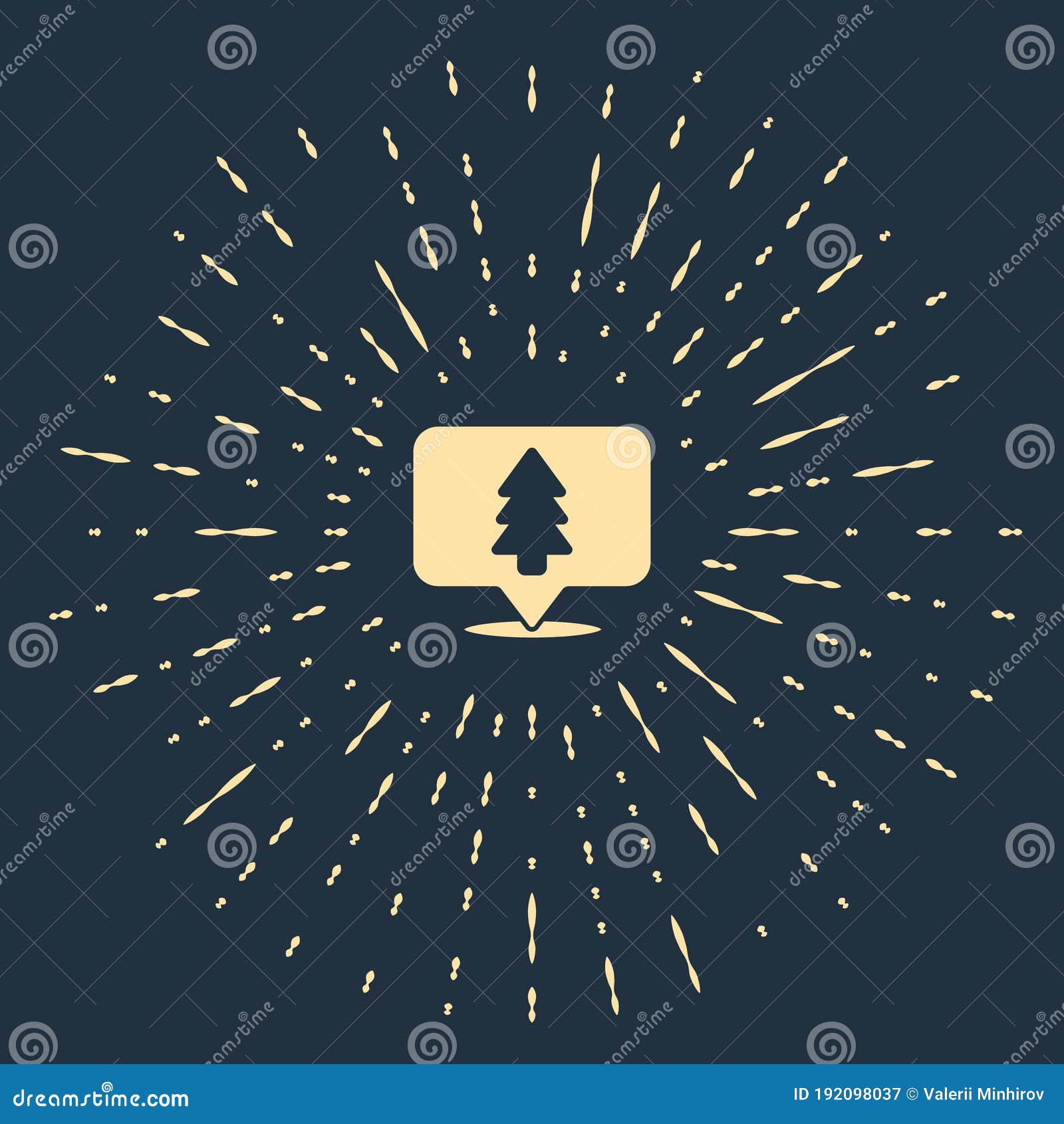 Beige Location of the Forest on a Map Icon Isolated on Blue Background ...