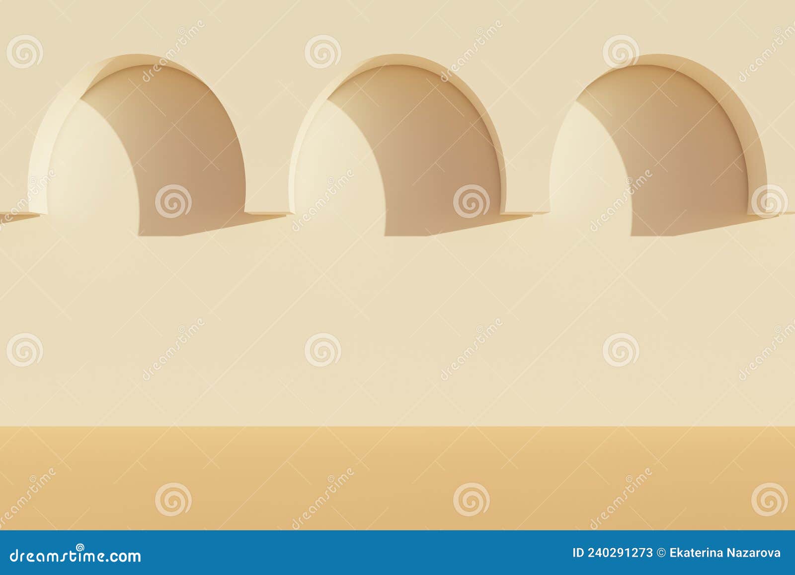 Beige Matte Background Wall with Arches 3d Illustration Stock ...