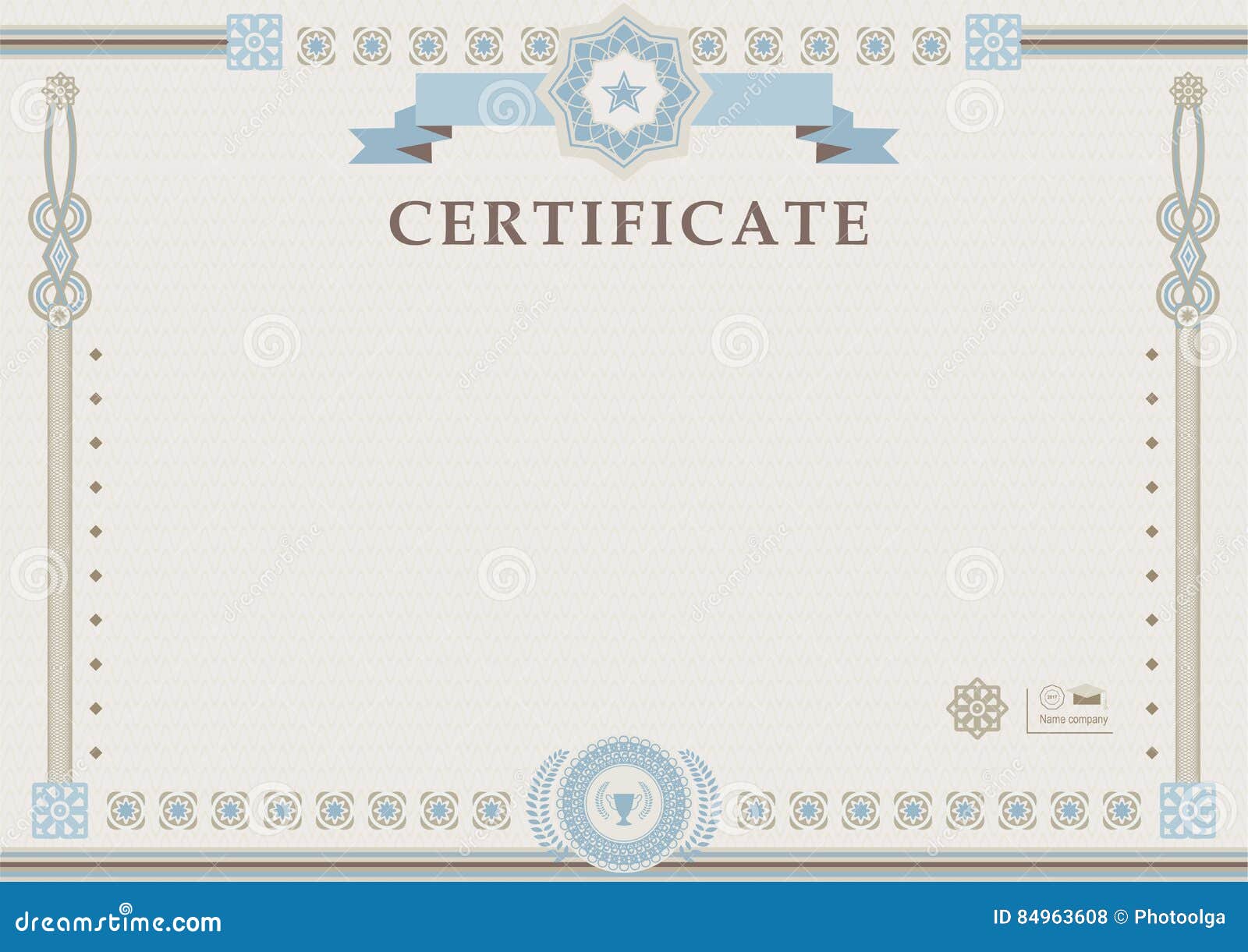 Beige Official Certificate.Curved Border. Stock Vector - Illustration ...