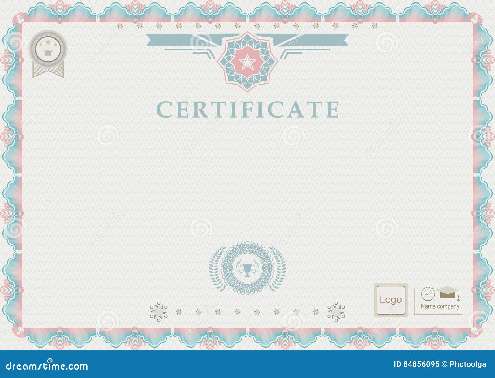 Beige Official Modern Certificate. Curved Line Border. Vector ...
