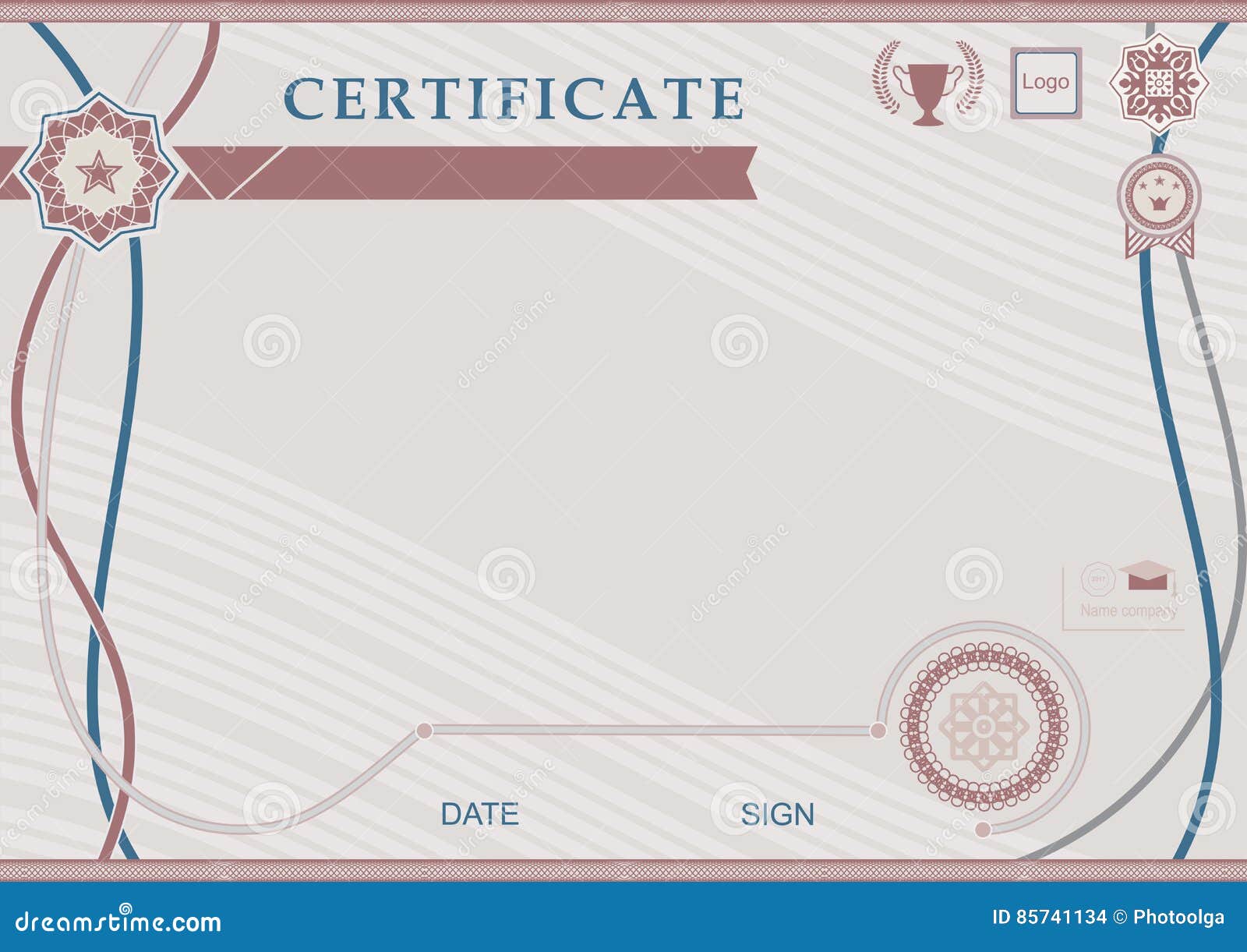 Beige Official Modern Certificate. Curved Line Border. Stock Vector ...