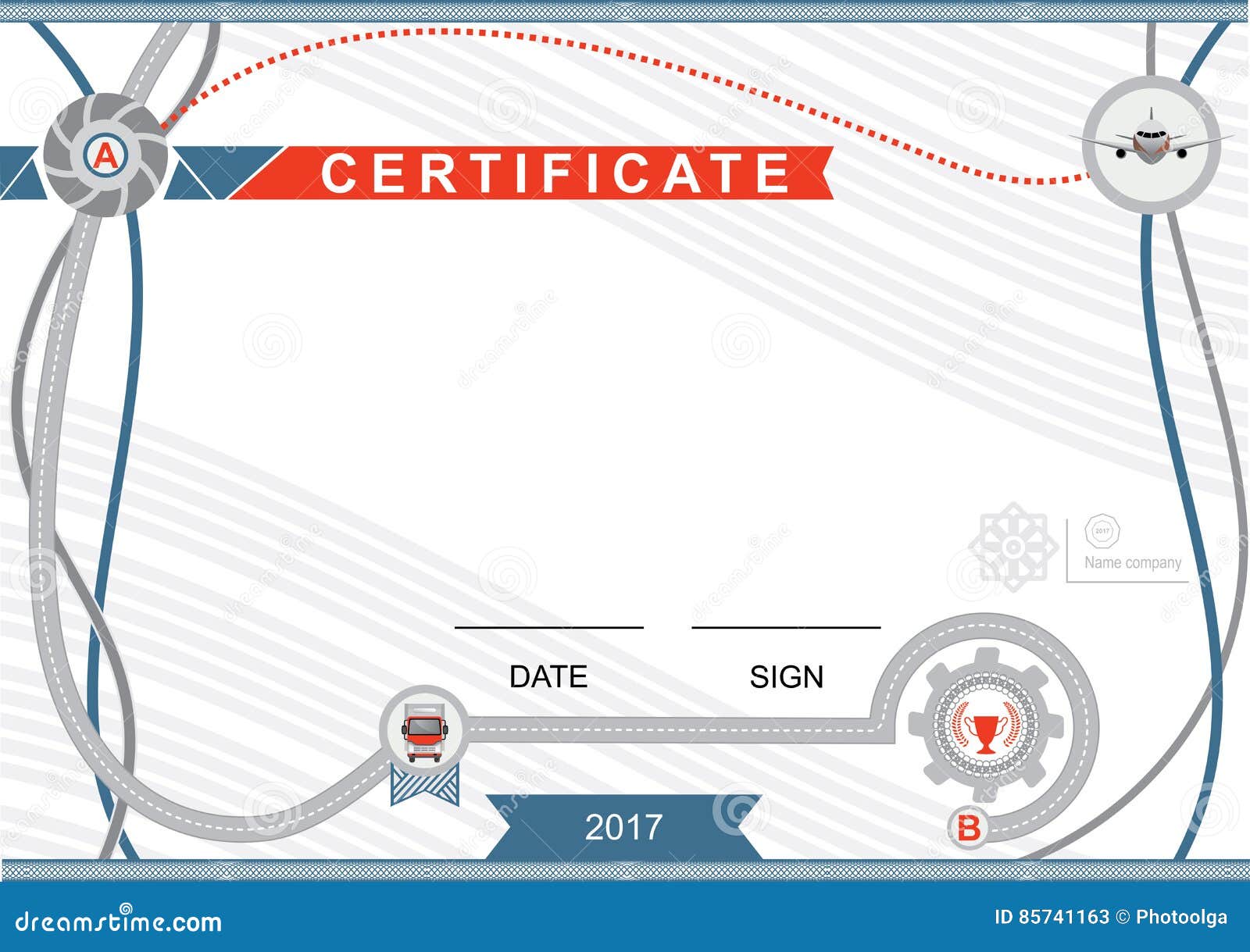 Beige Official Modern Certificate. Curved Line Border. Logistics ...