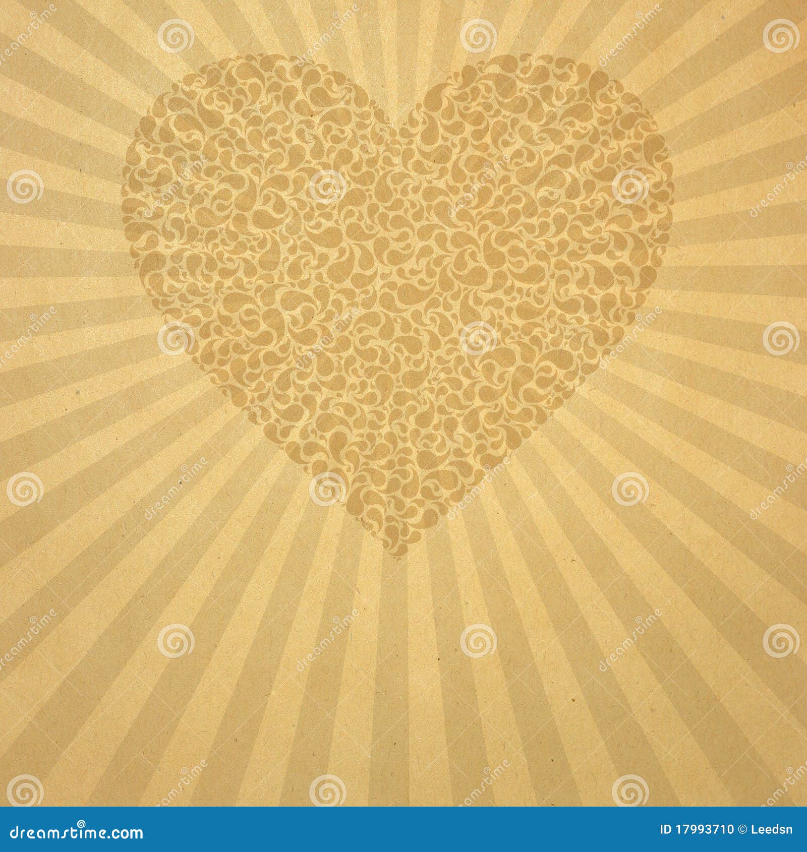 Beige old paper with heart stock illustration. Illustration of curve ...