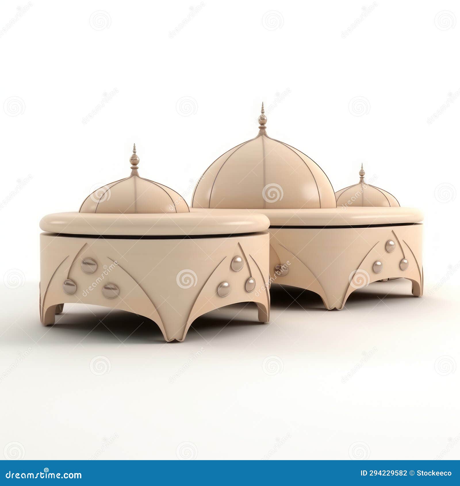 Beige Ottoman Mosque Models - 3d Render on White Background Stock ...