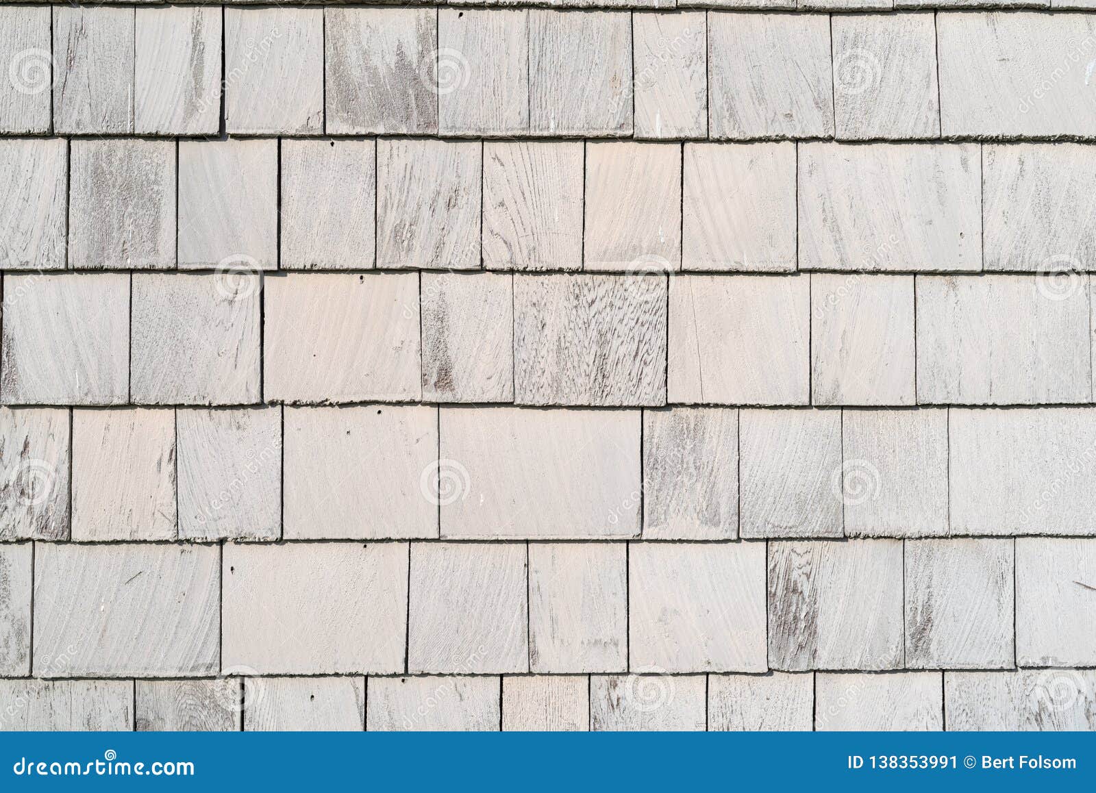 Beige Painted Cedar Shingles in Several Rows. Stock Image - Image of ...