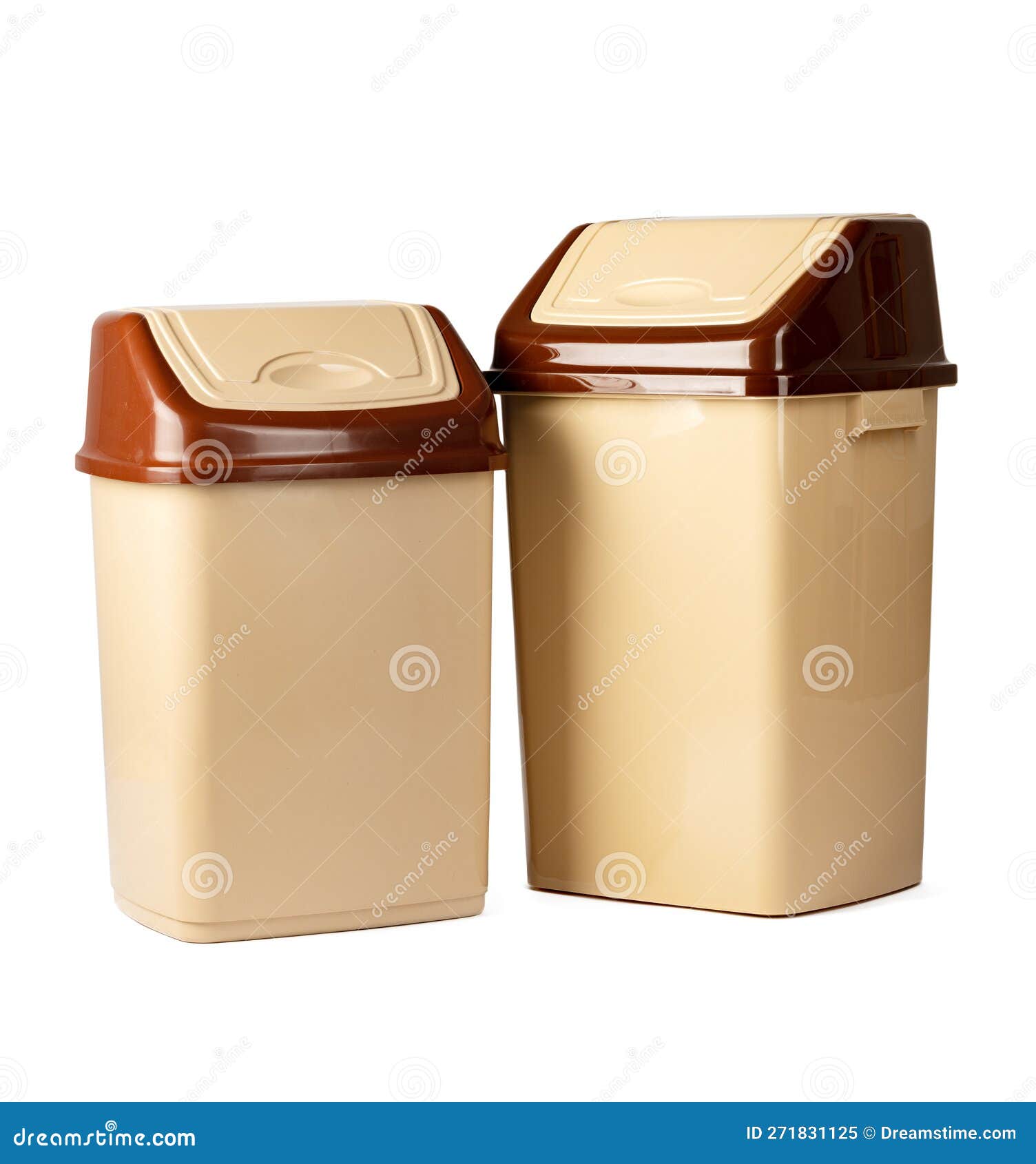 Beige Plastic Waste Bin Isolated on White Background Stock Image ...
