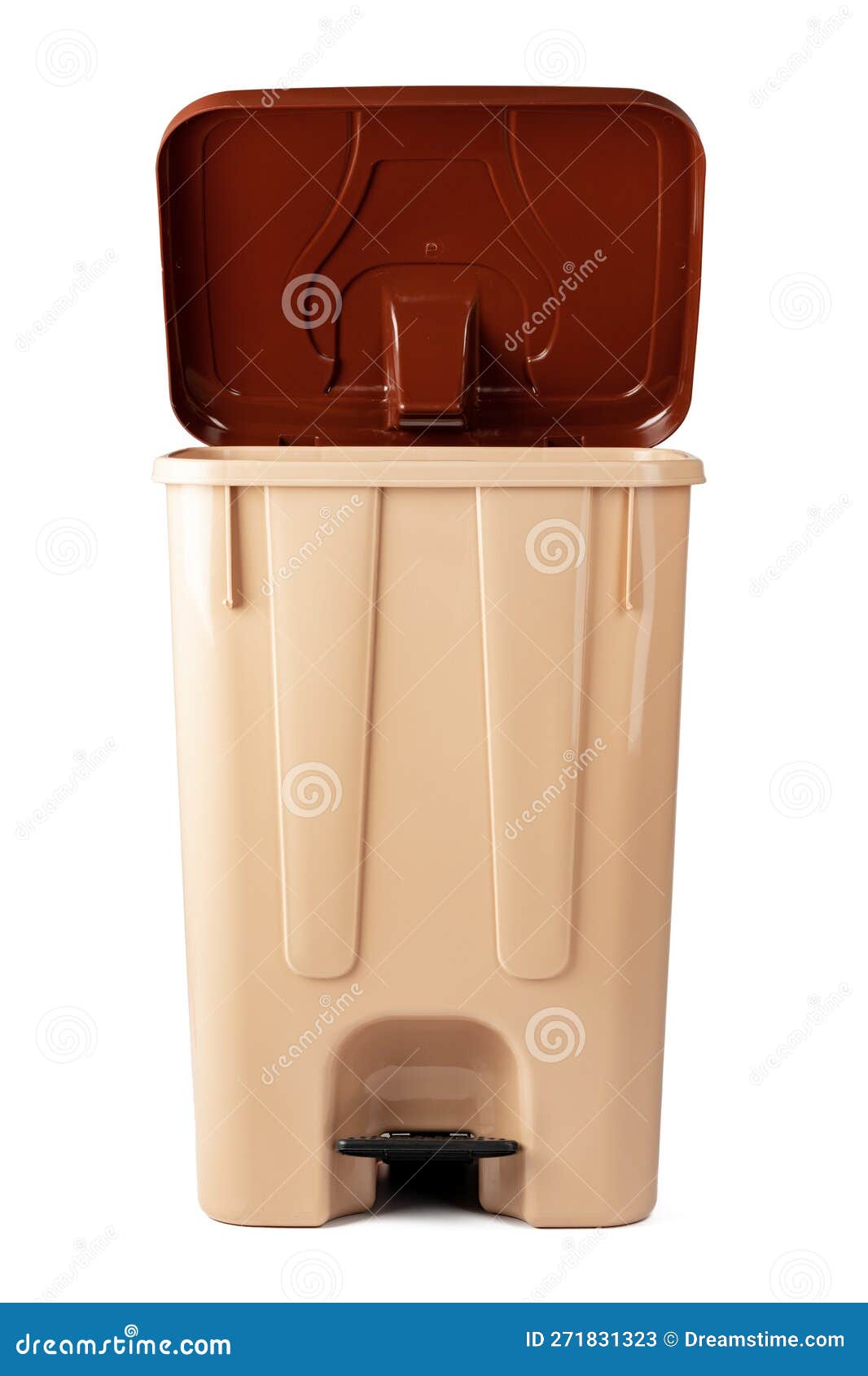 Beige Plastic Waste Bin Isolated on White Background Stock Image ...