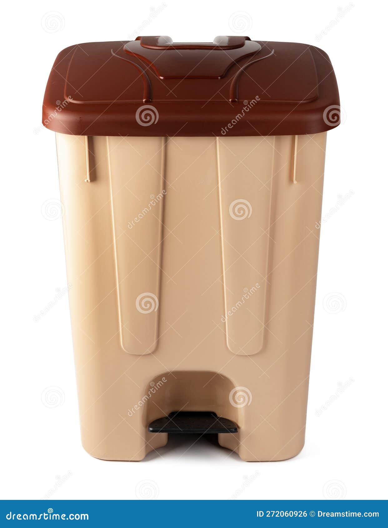 Beige Plastic Waste Bin Isolated on White Background Stock Photo ...