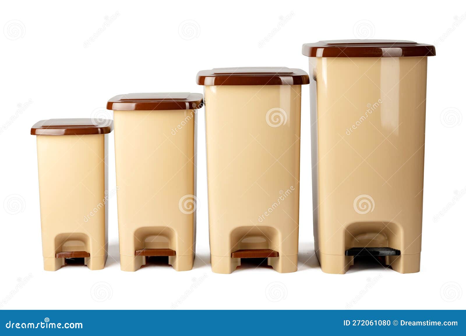 Beige Plastic Waste Bin Isolated on White Background Stock Photo ...