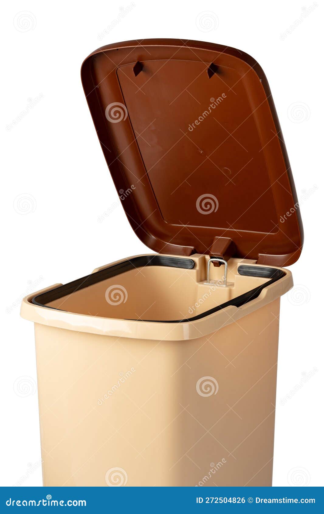 Beige Plastic Waste Bin Isolated on White Background Stock Photo ...