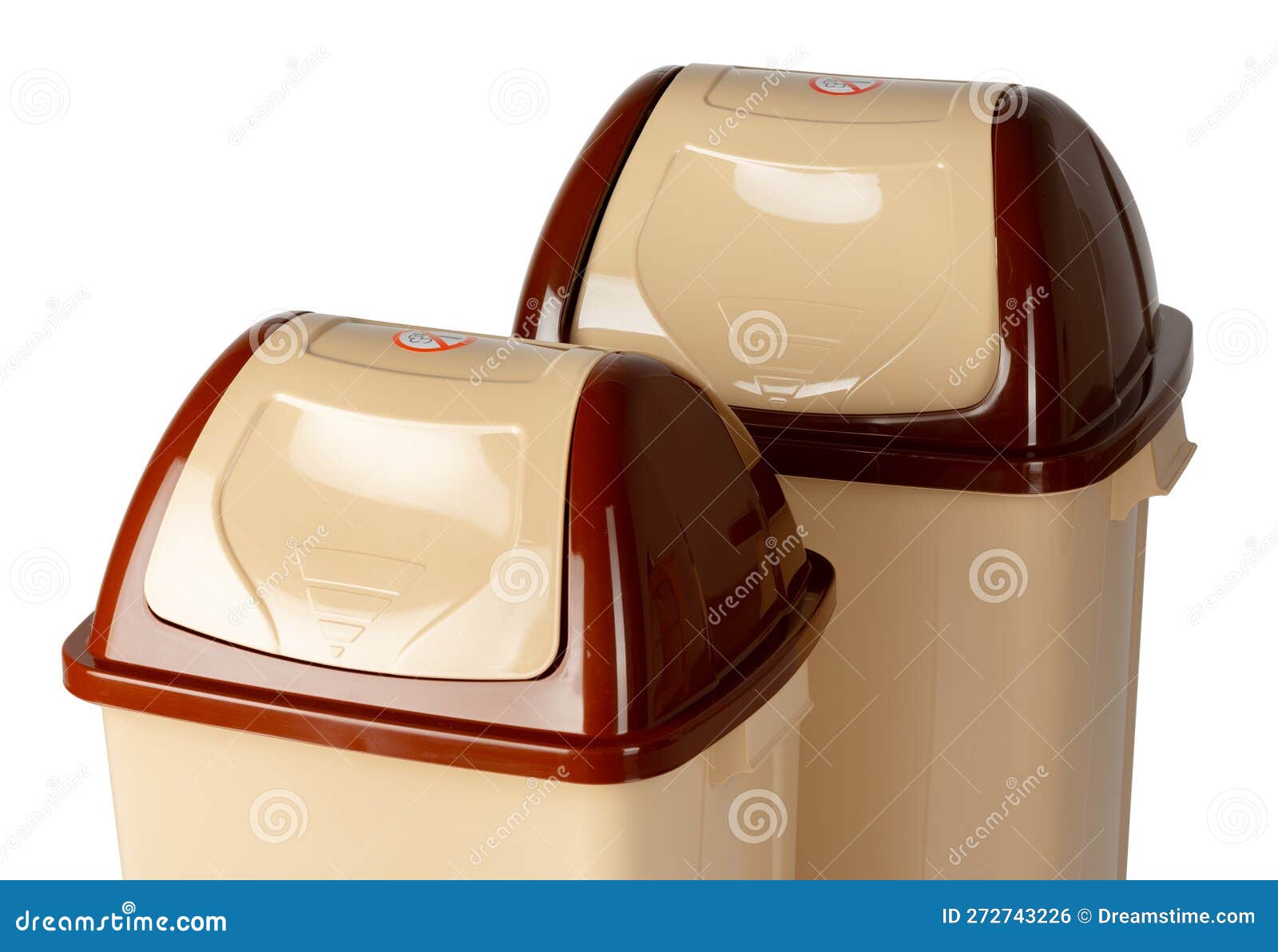 Beige Plastic Waste Bin Isolated on White Background Stock Photo ...