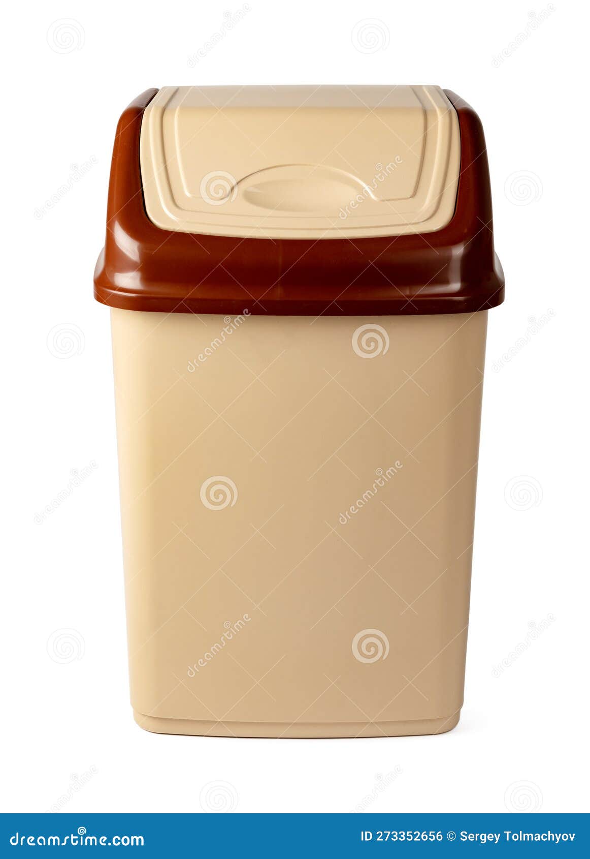 Beige Plastic Waste Bin Isolated on White Background Stock Photo ...