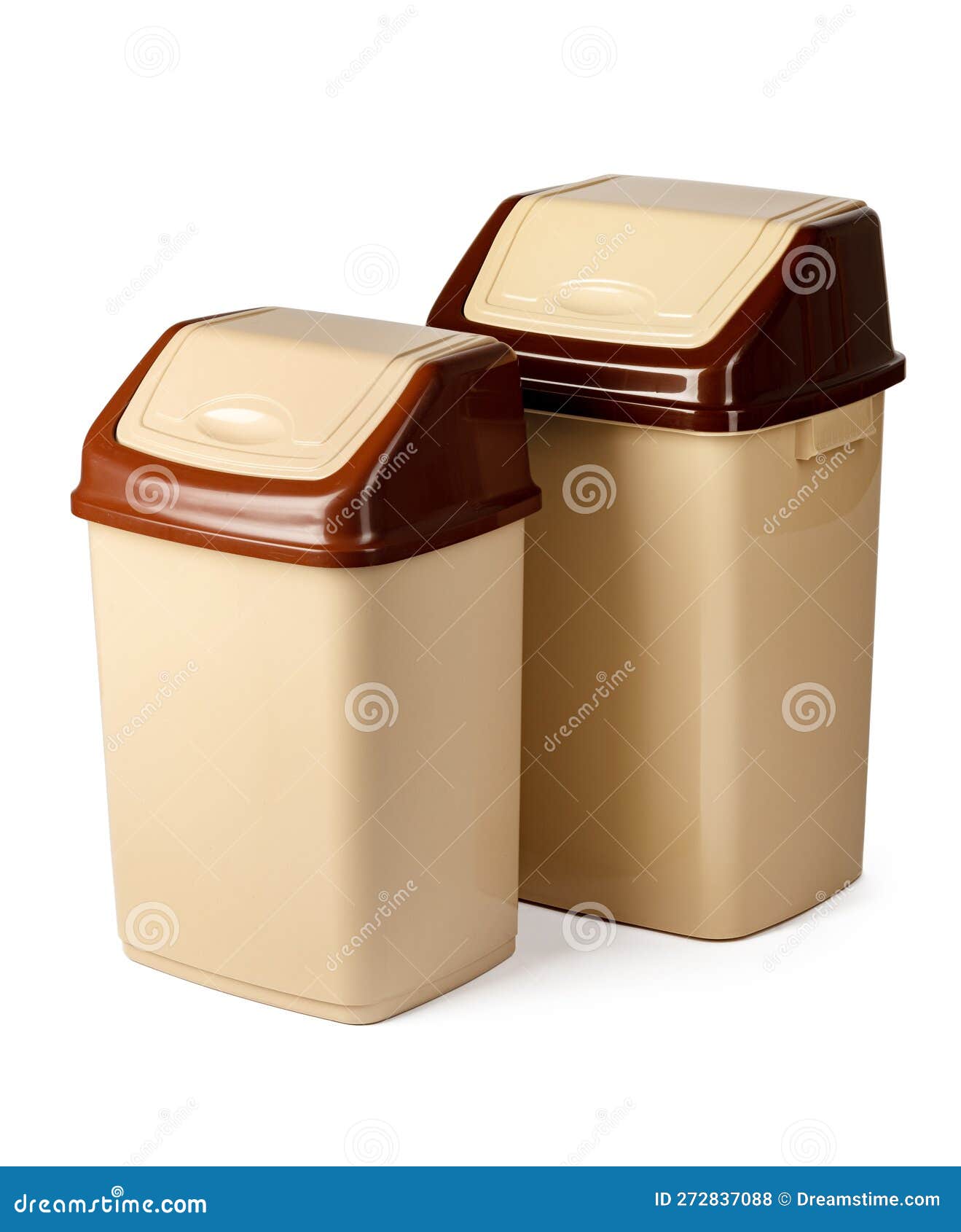 Beige Plastic Waste Bin Isolated on White Background Stock Photo ...