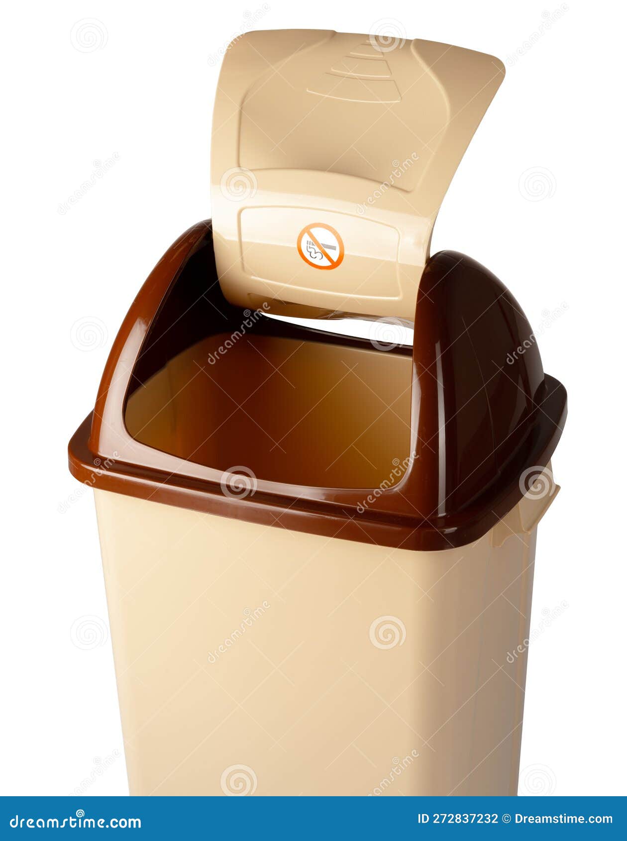 Beige Plastic Waste Bin Isolated on White Background Stock Photo ...