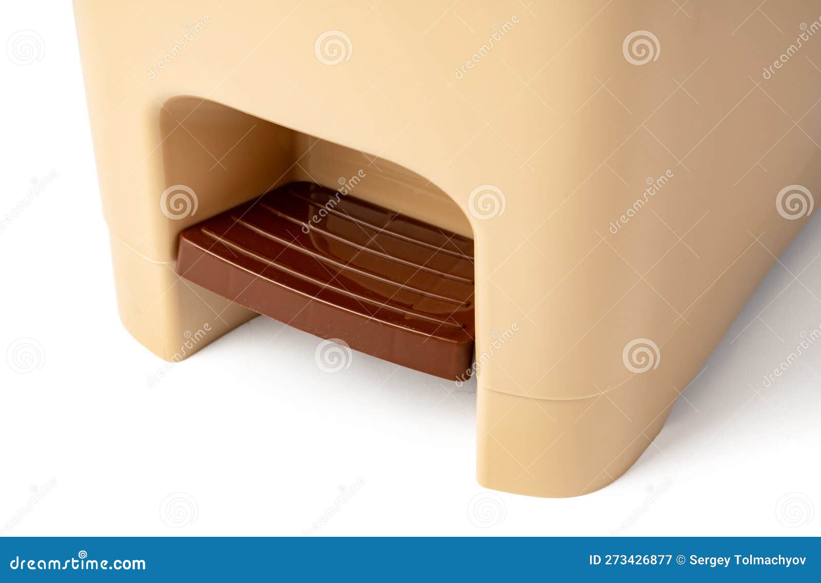 Beige Plastic Waste Bin Isolated on White Background Stock Image ...