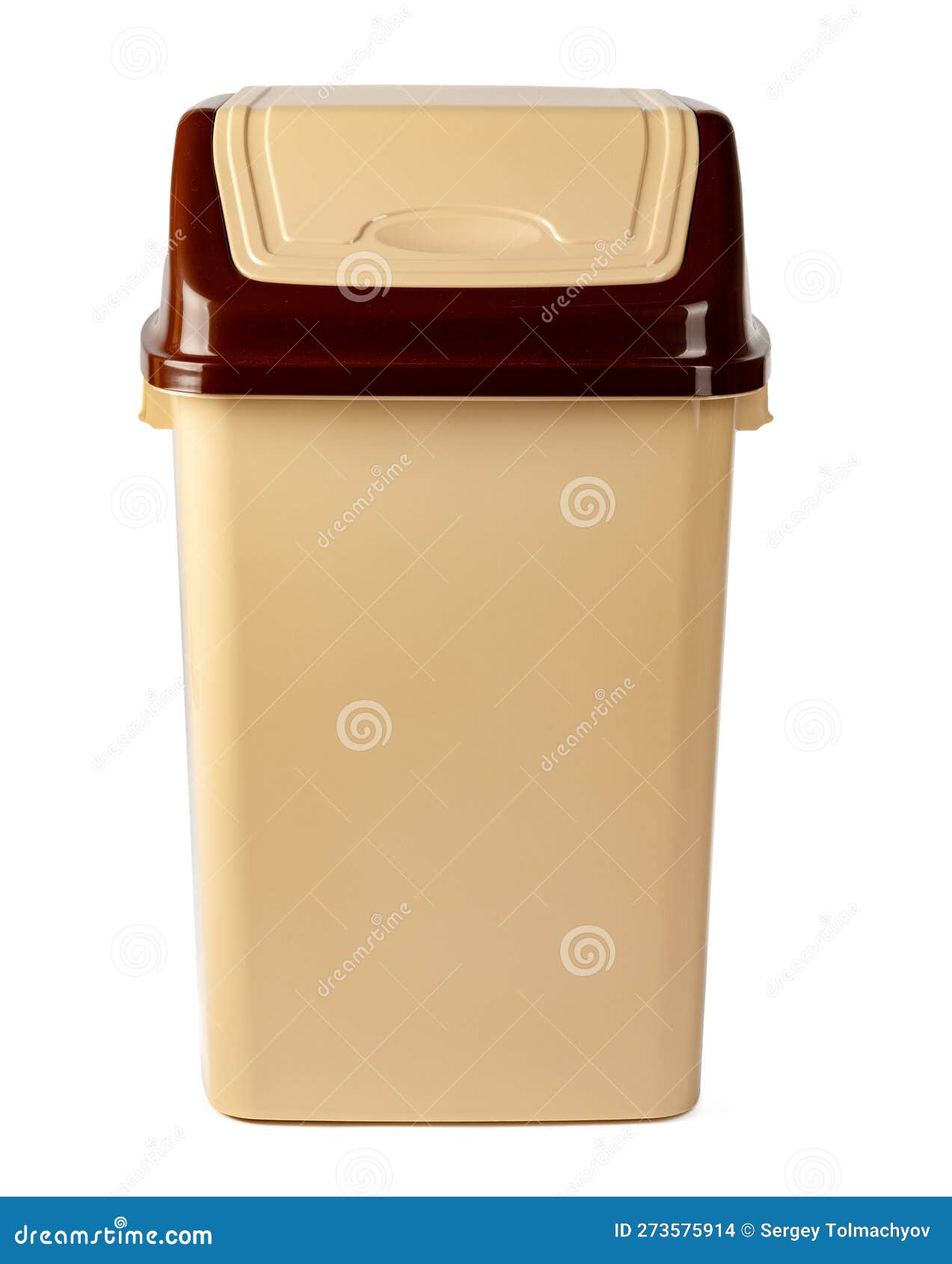 Beige Plastic Waste Bin Isolated on White Background Stock Photo ...