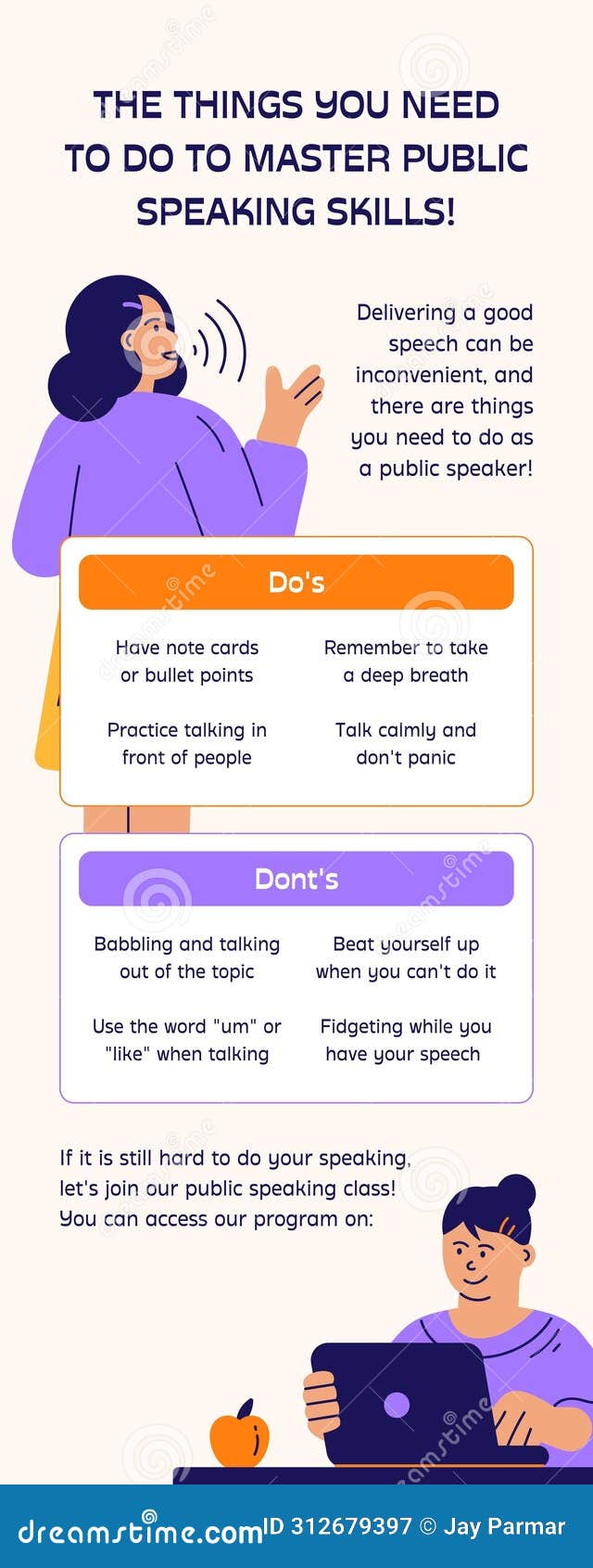 Beige Playful Illustration Public Speaking Skill Infographic Stock ...