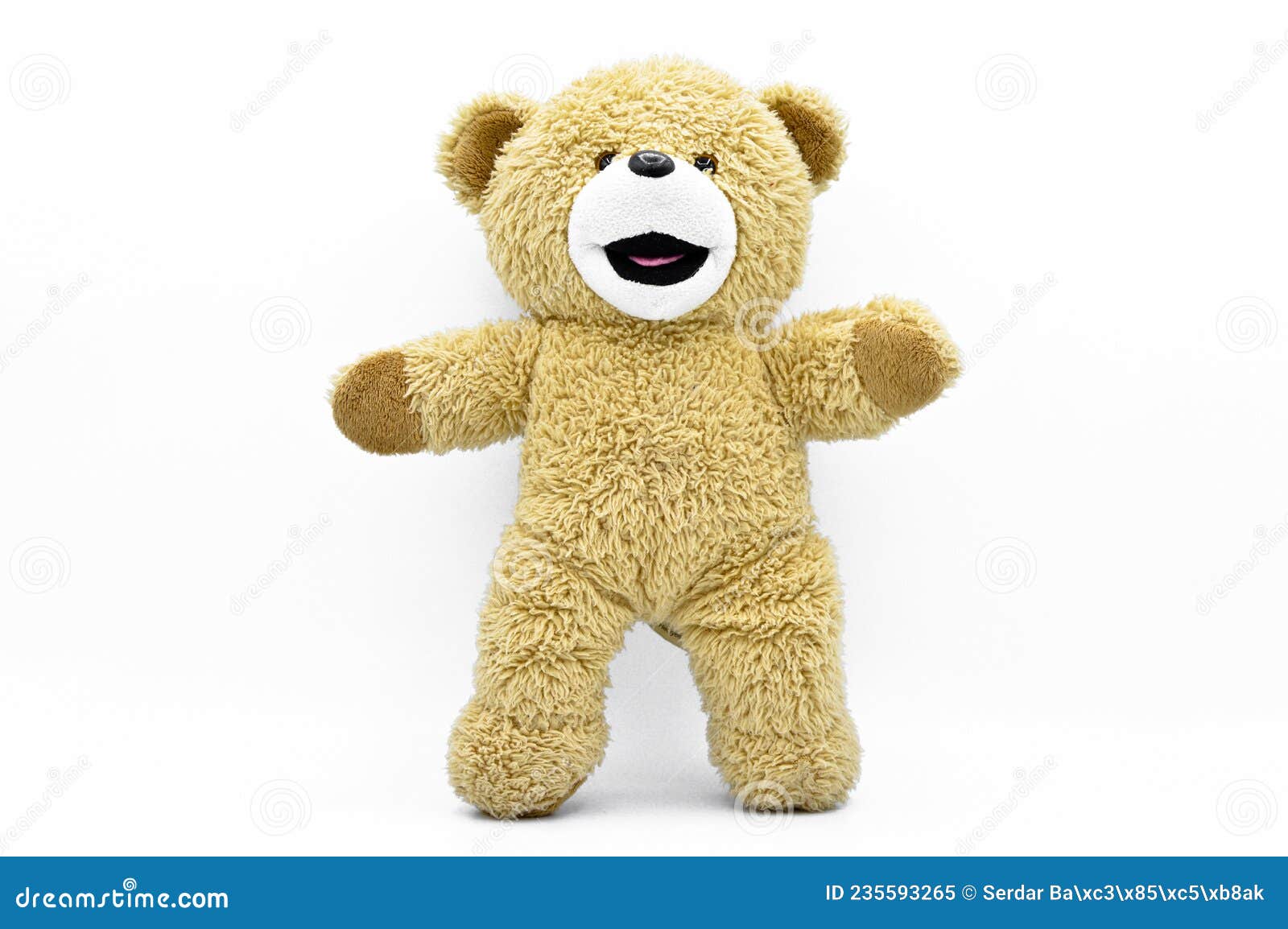 Beige Plush Teddy Bear Isolated on White Background Stock Image - Image ...