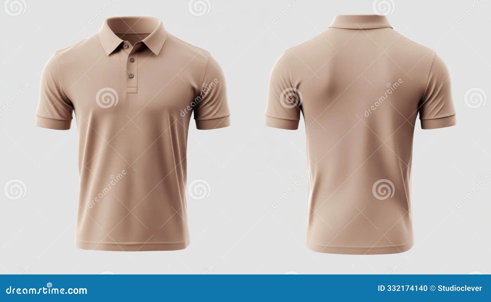 Beige Polo Shirt Front and Back View Generative AI Stock Illustration ...