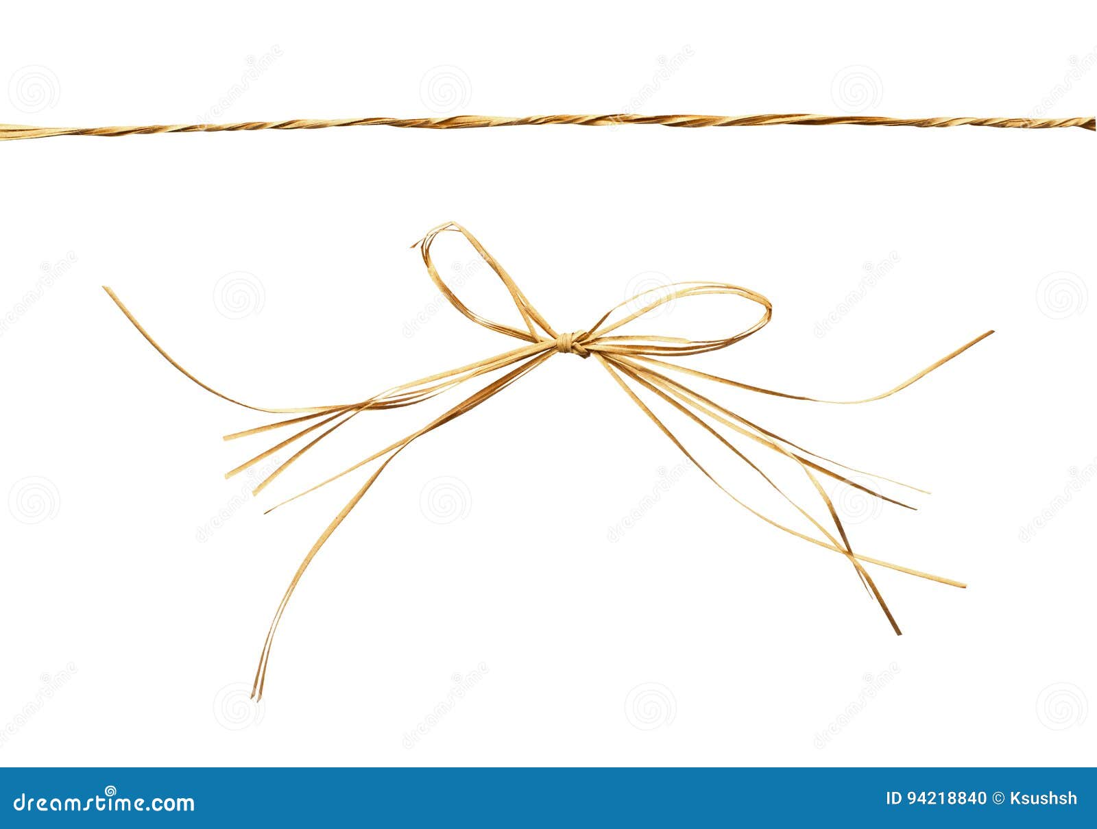 Beige raffia bow and rope stock photo. Image of delicate - 94218840